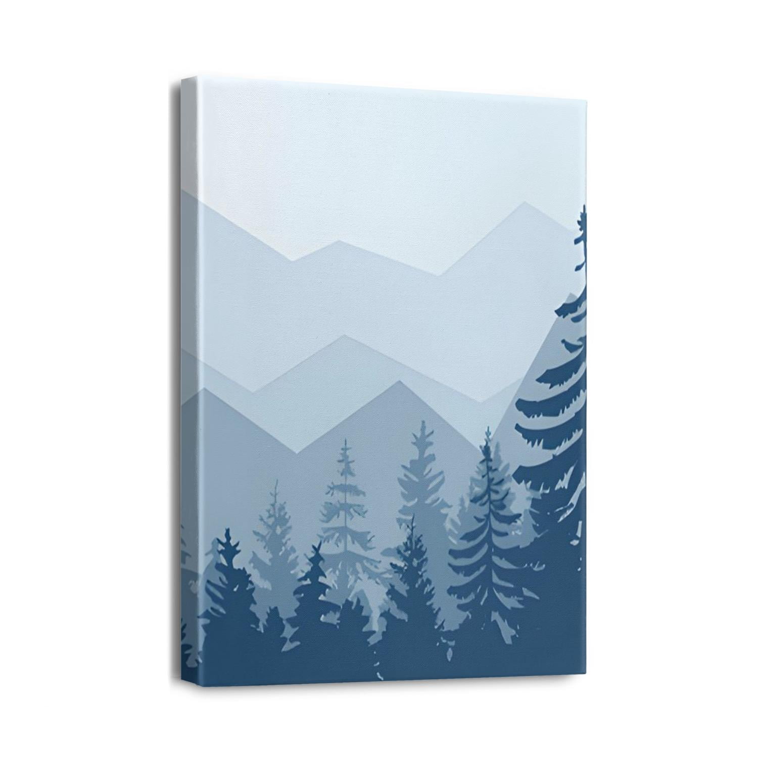 Add a Modern Touch with this 12x16 inch Abstract Mountain Forest Ink ...