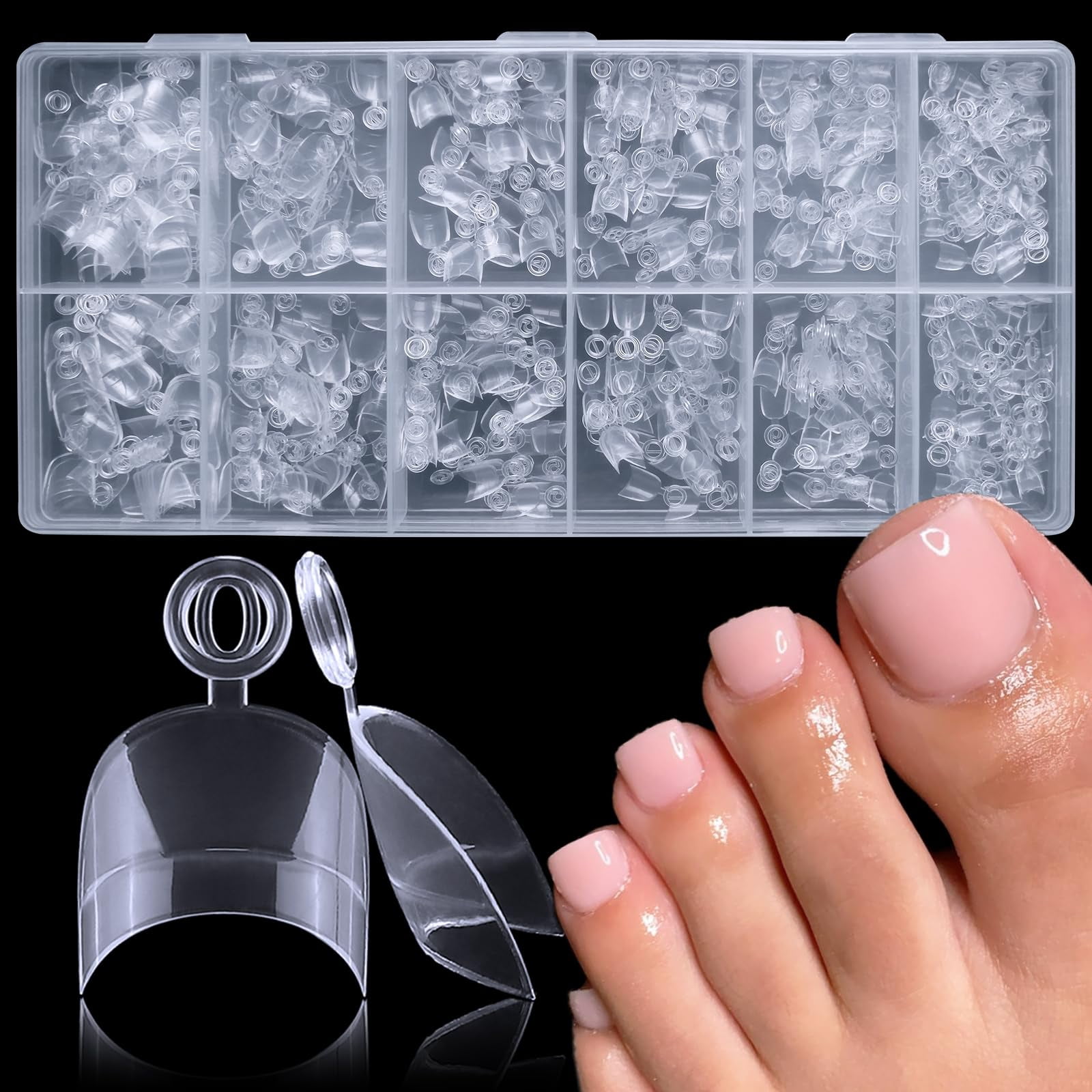 AddFavor 600pcs Toe Nail Tips Soft Gel x Nail Tips Toenails Clear Fake ...