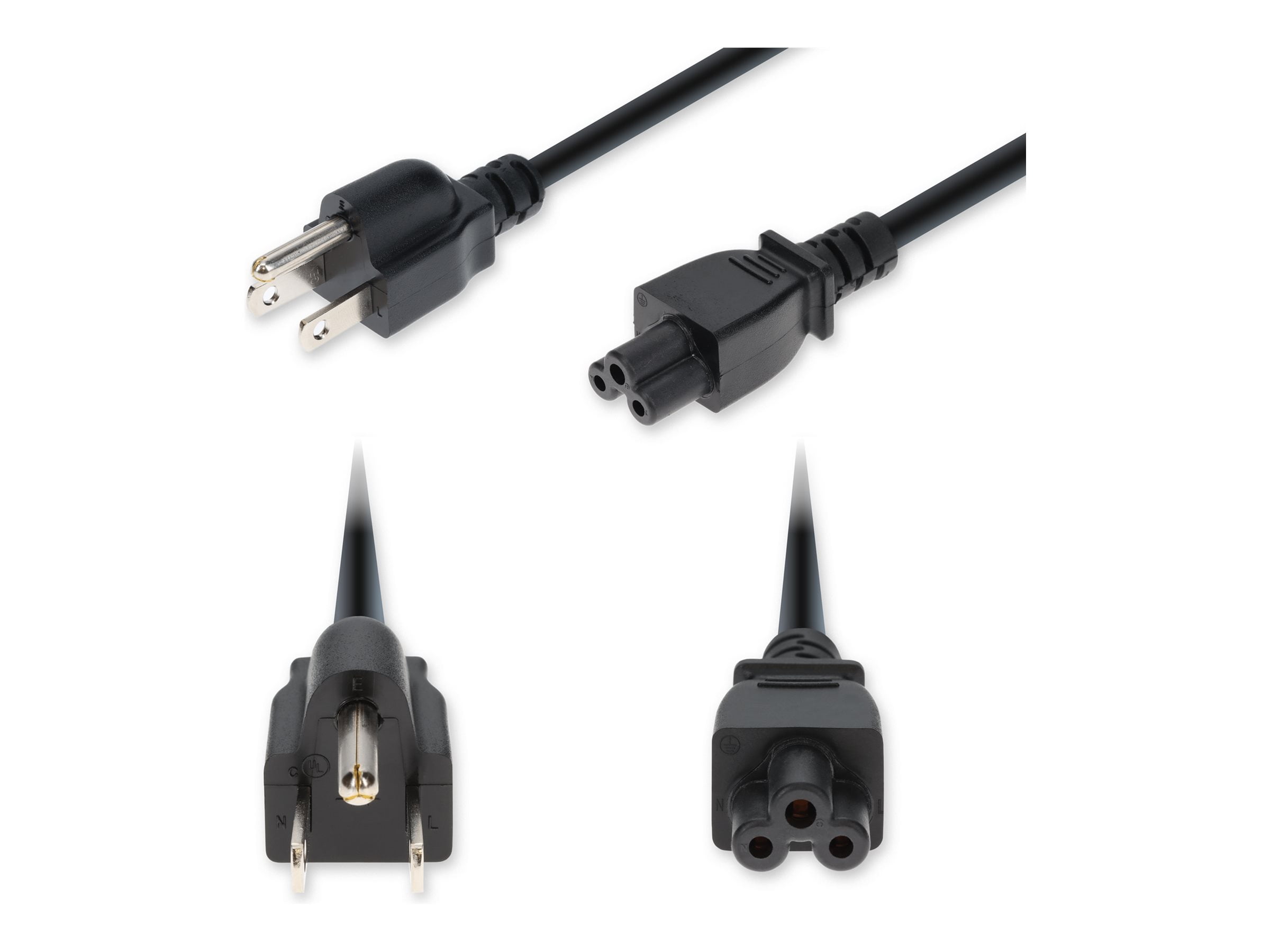 3FT NEMA 5-15P C5 18 AWG BLK - Walmart.com