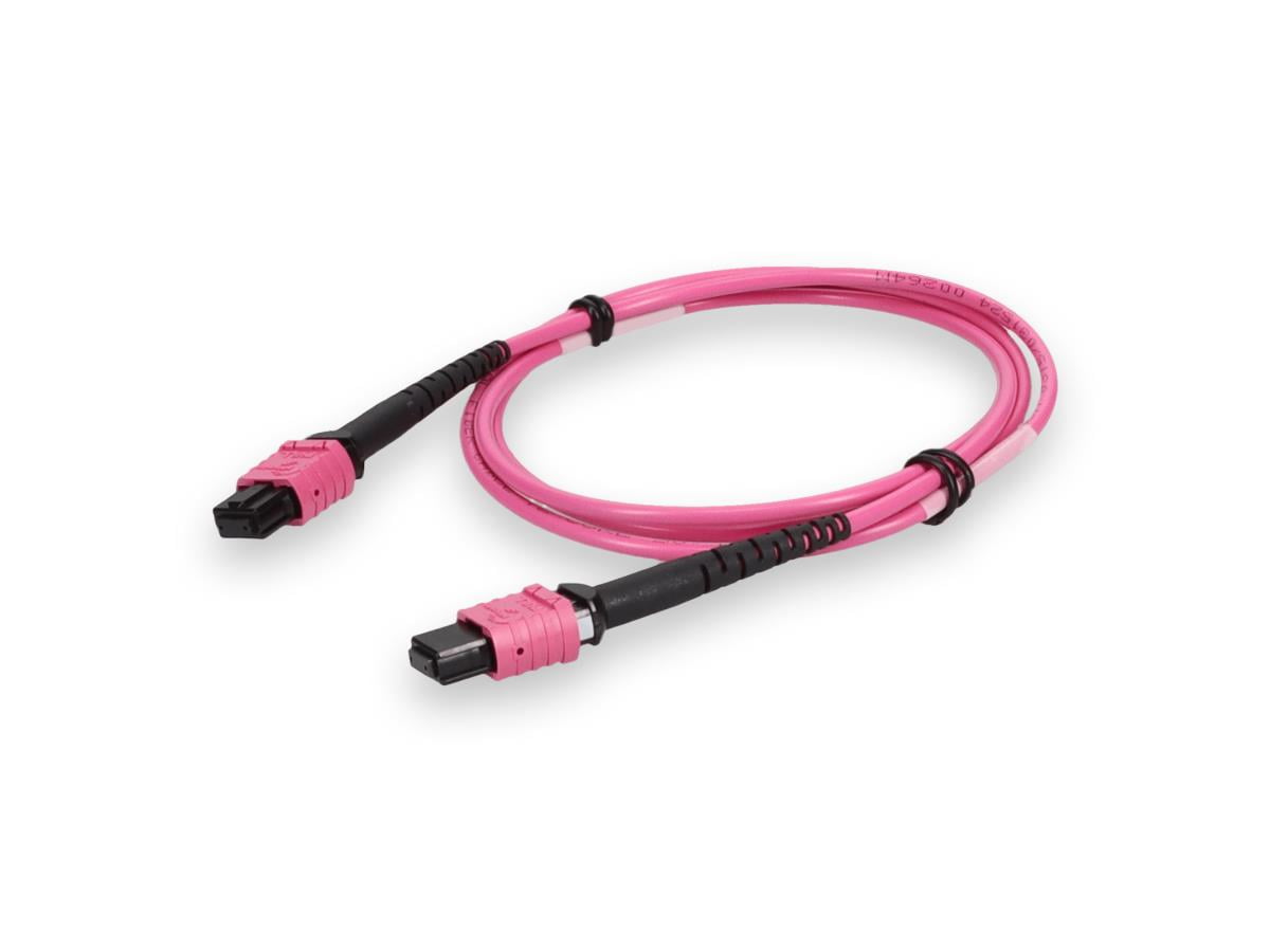 AddOn 1m MPO/UPC to MPO/UPC Magenta OM4 OFNP (Plenum-Rated) 12-Strand Fiber Patch Cable ...