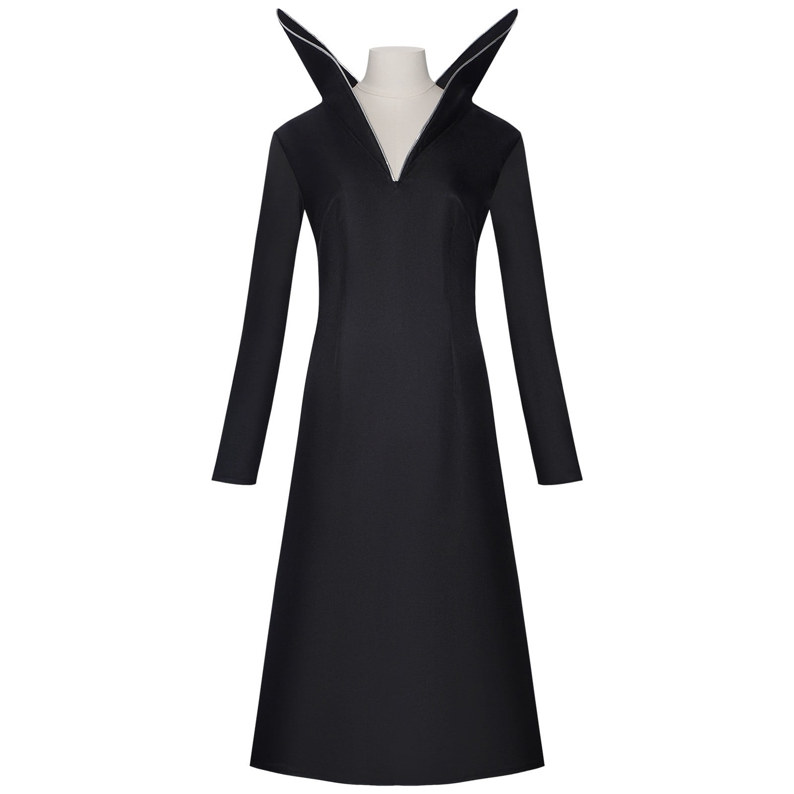 The Addams Family Wednesday Addams Black V-Neck Halloween Ćostume Dress ...