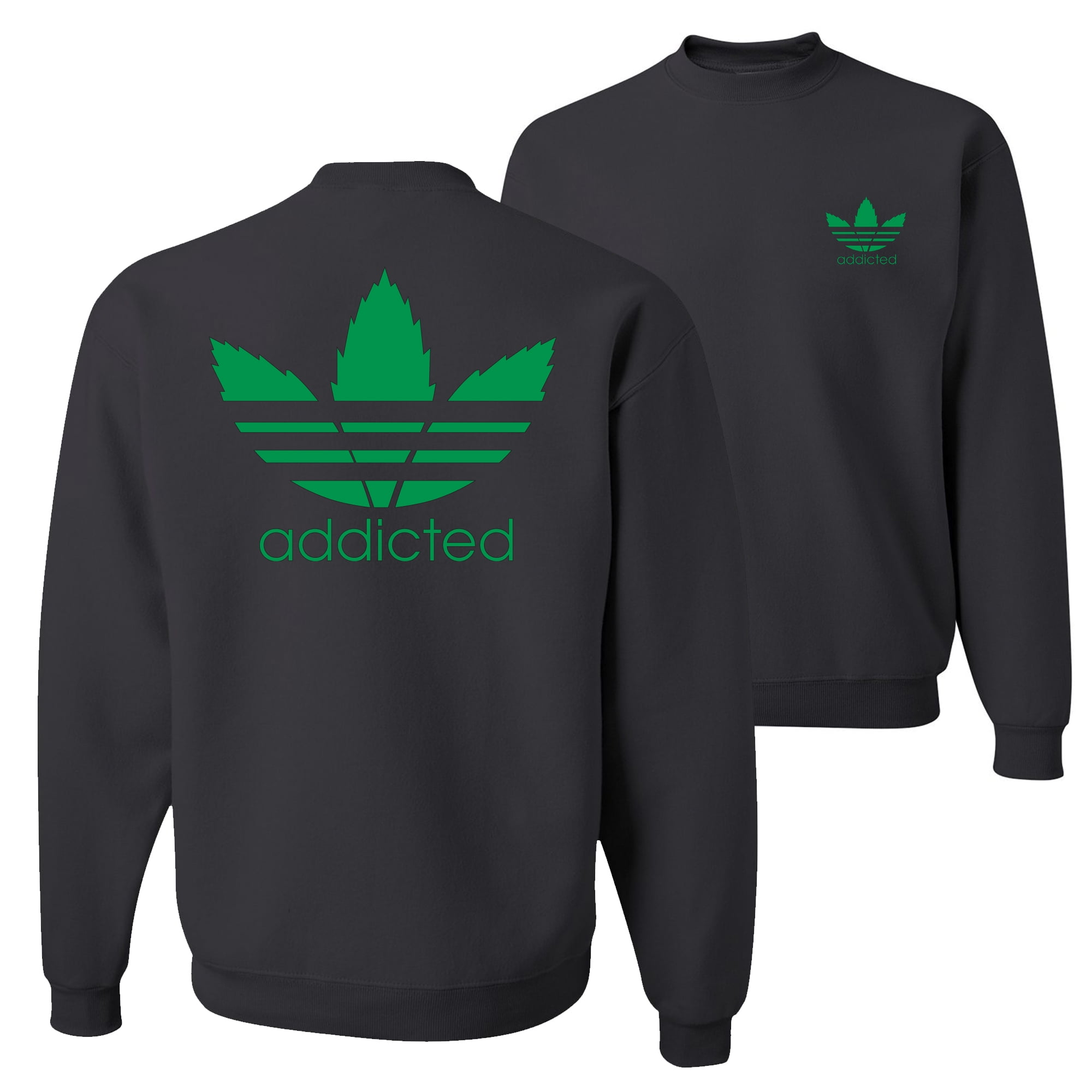 Addicted FRONT AND BACK Funny Graphic Mens Crew Neck , Charcoal, Large ...