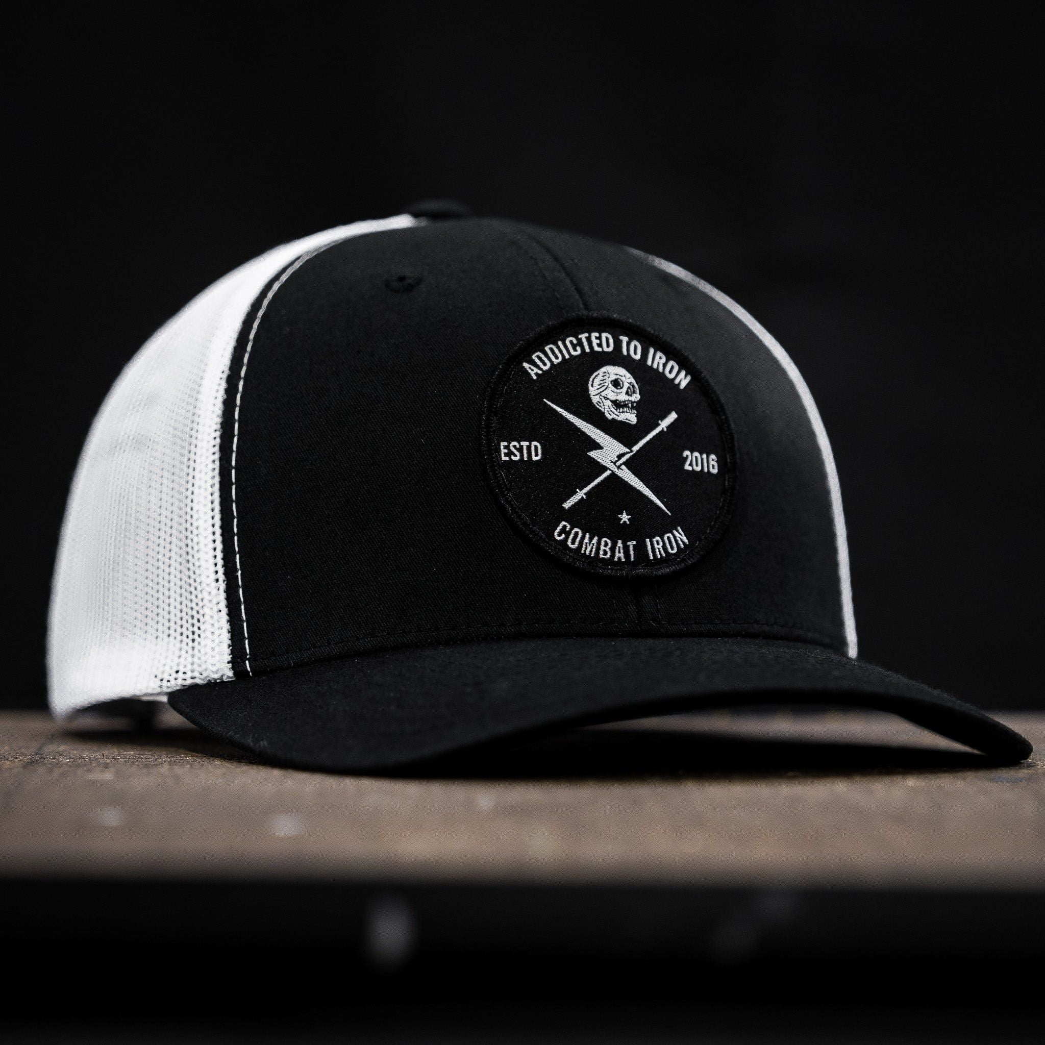 Addicted To Iron Patch Snapback Hat Black / White - Walmart.com
