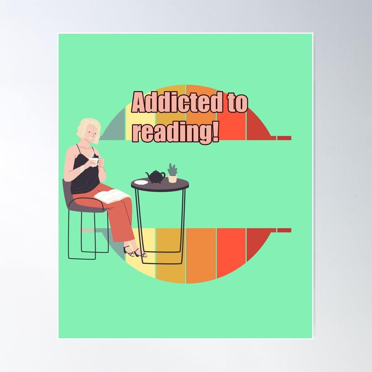 Addicted To Reading (Blond In Chair) Poster Wall Art, Modern Wall Decor ...