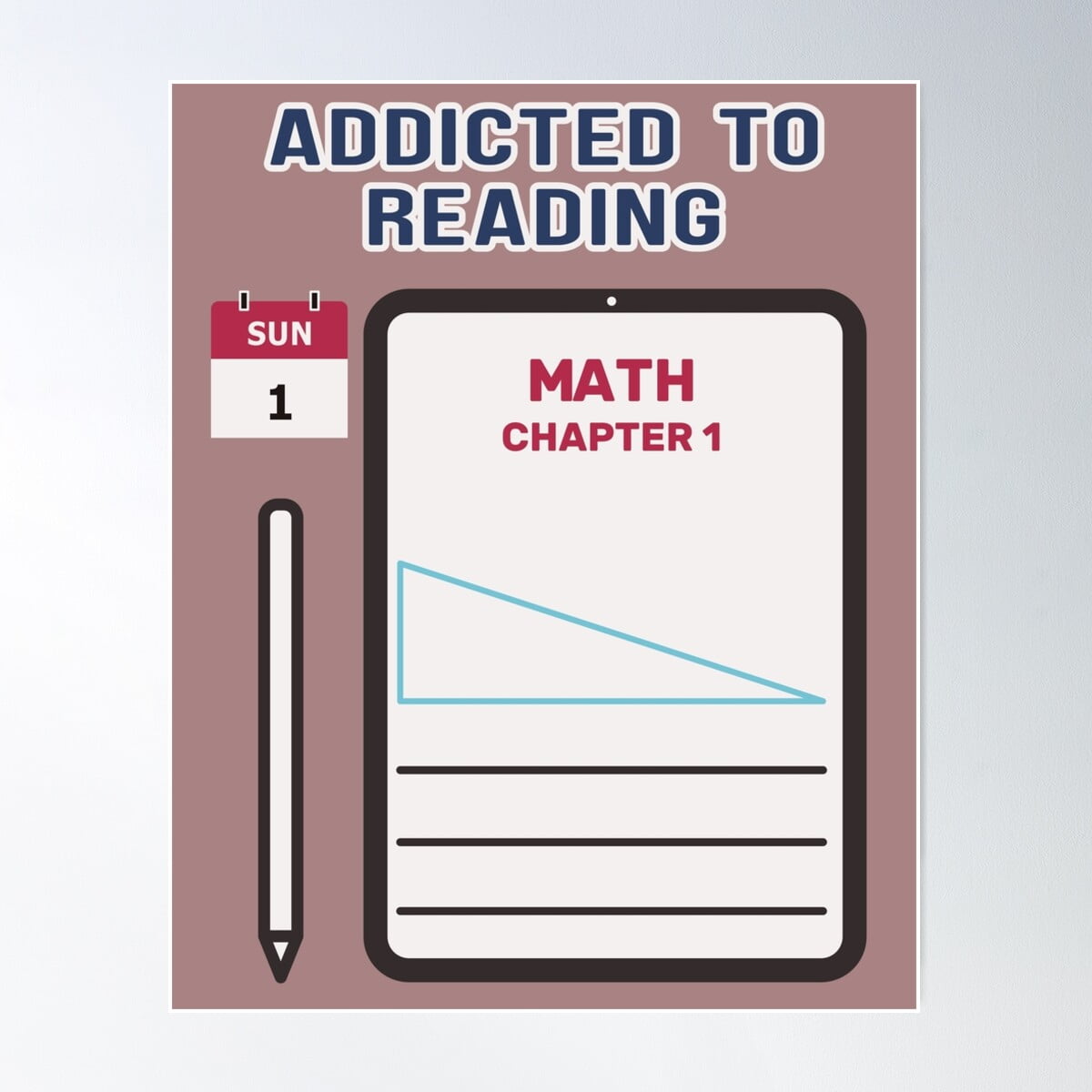 Addicted To Reading Poster Wall Art, Modern Wall Decor For Living Room ...