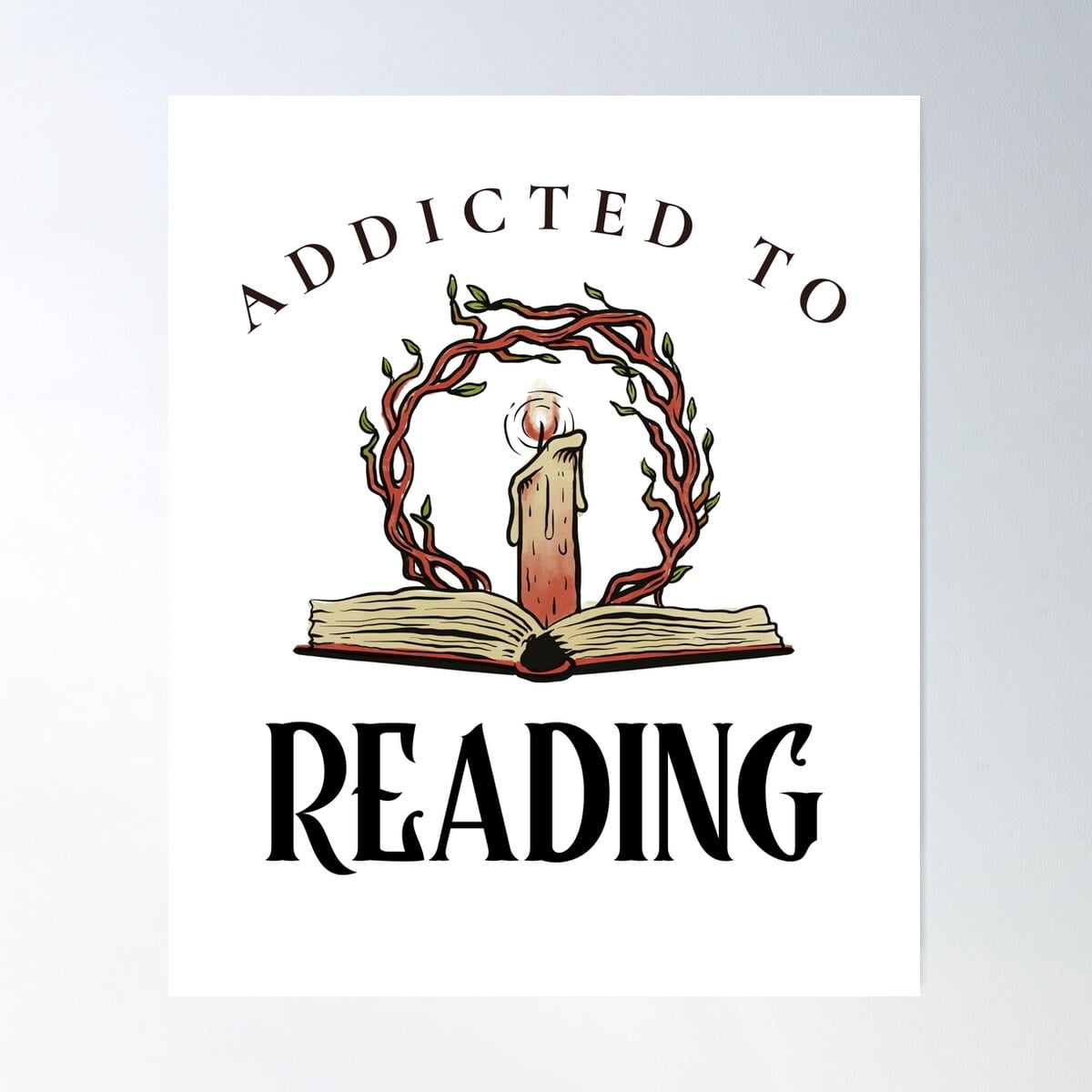 Addicted To Reading Poster Wall Art, Modern Wall Decor For Living Room ...
