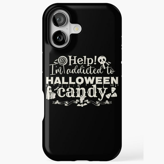 Addicted to Candy Funny Halloween Quote Cartoon iPhone 17 16 15 14 13 ...