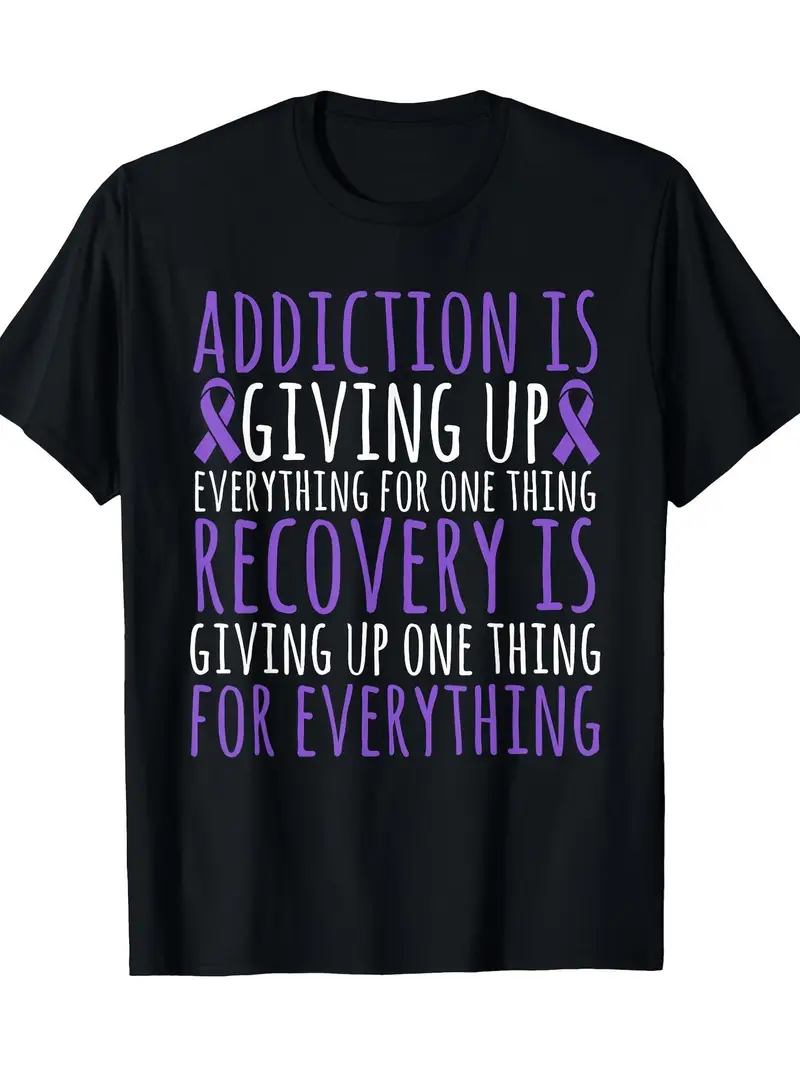 Addiction Recovery Awareness T-Shirt for Men - "Giving Up Is Not an ...