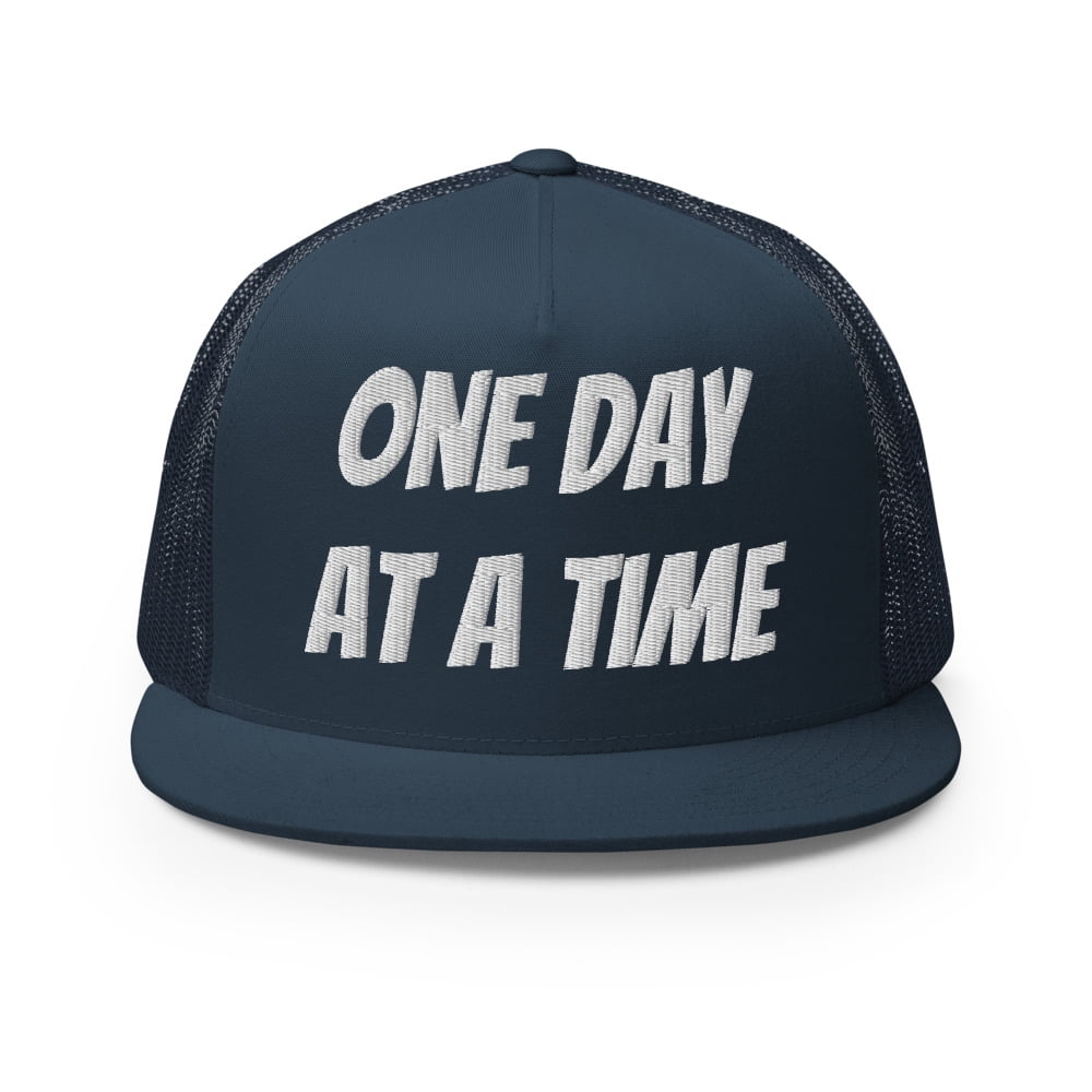 Addiction Recovery Trucker Cap, One Day At A Time- Embroidery (Navy ...