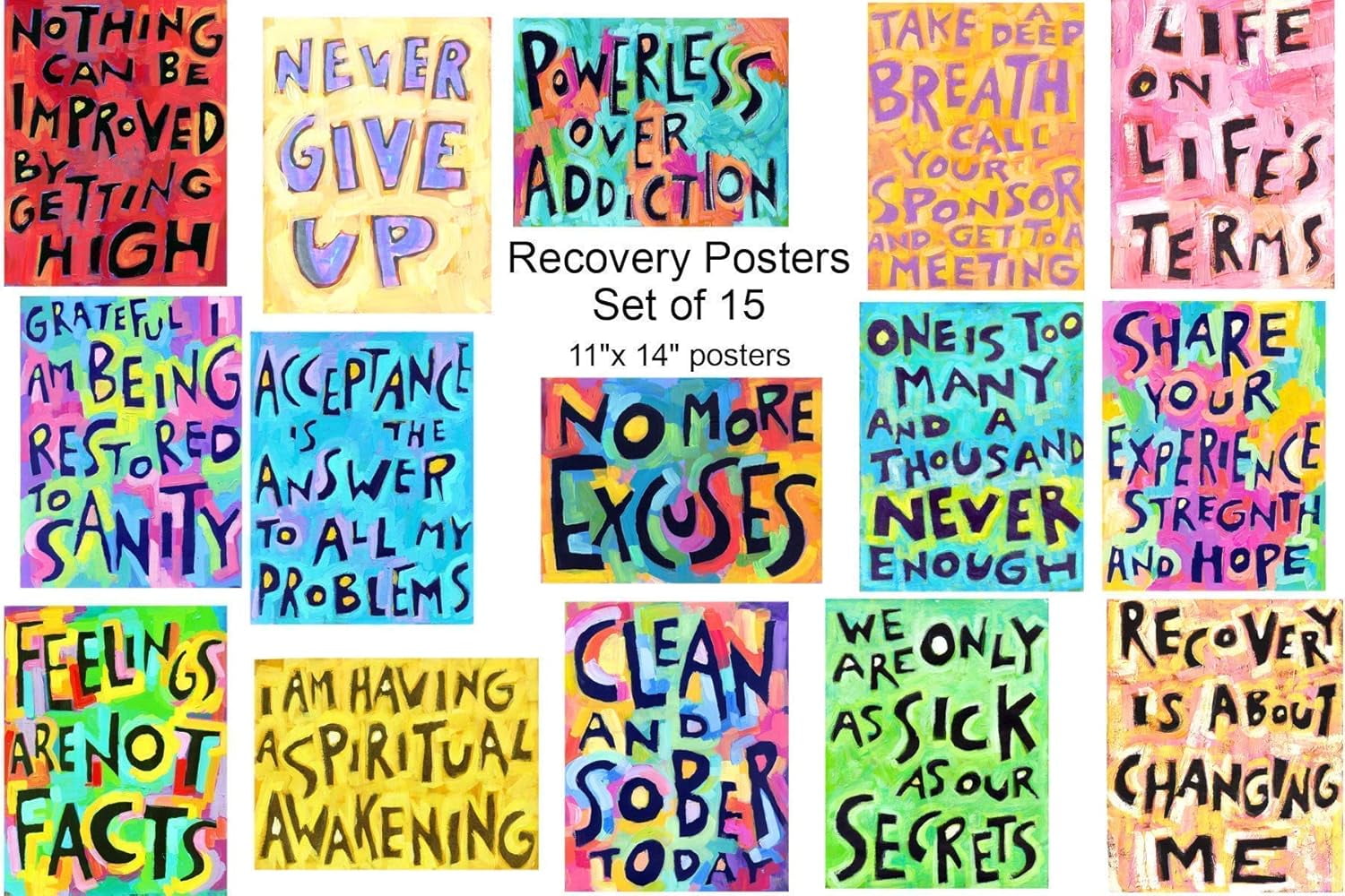 Addiction Sobriety Wall Art - SET of 14 - Celebrate Recovery ...