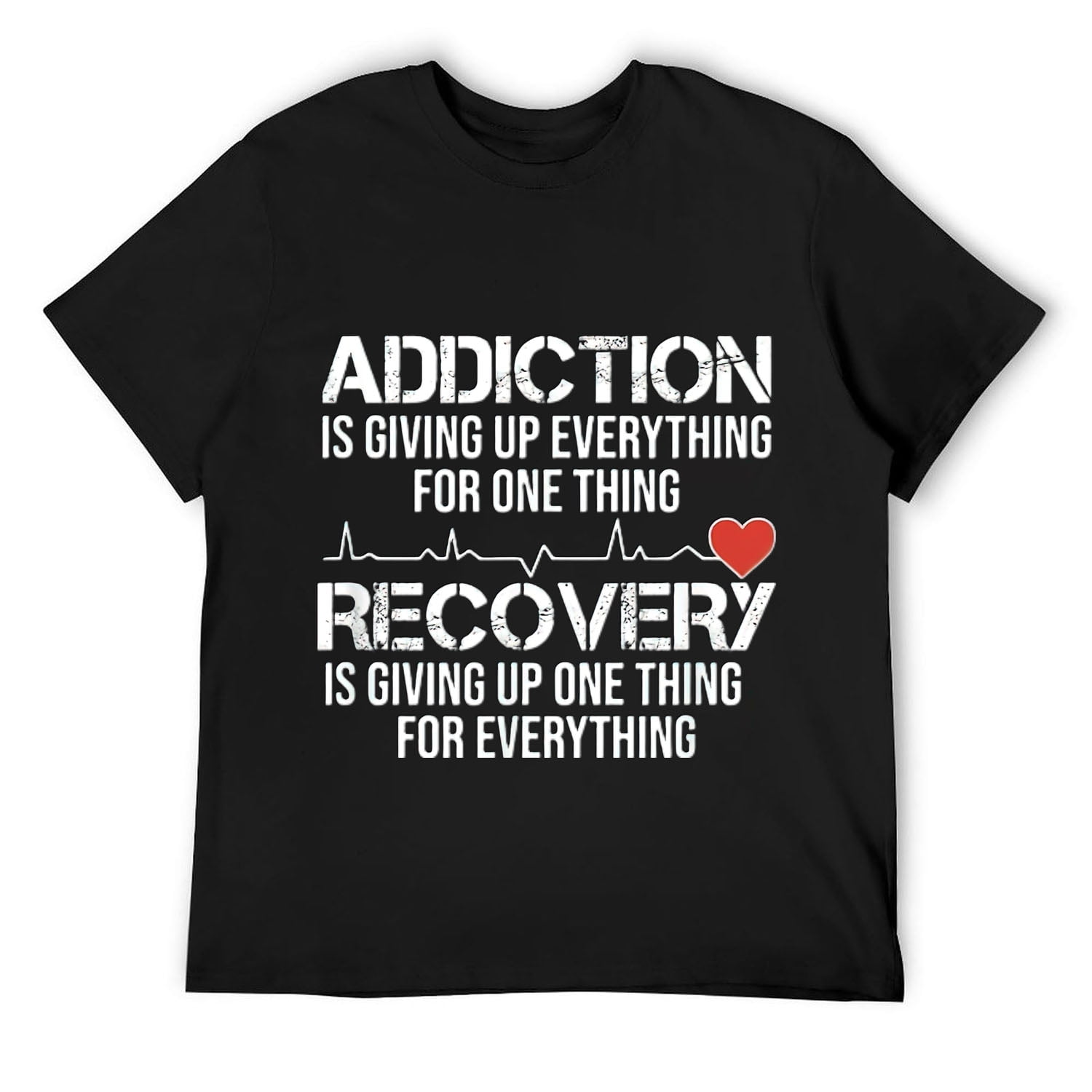 Addiction VS Recovery AA NA Heartbeat for a Clean Sober Life Mens T-Shirt Black 2XL - Walmart.com
