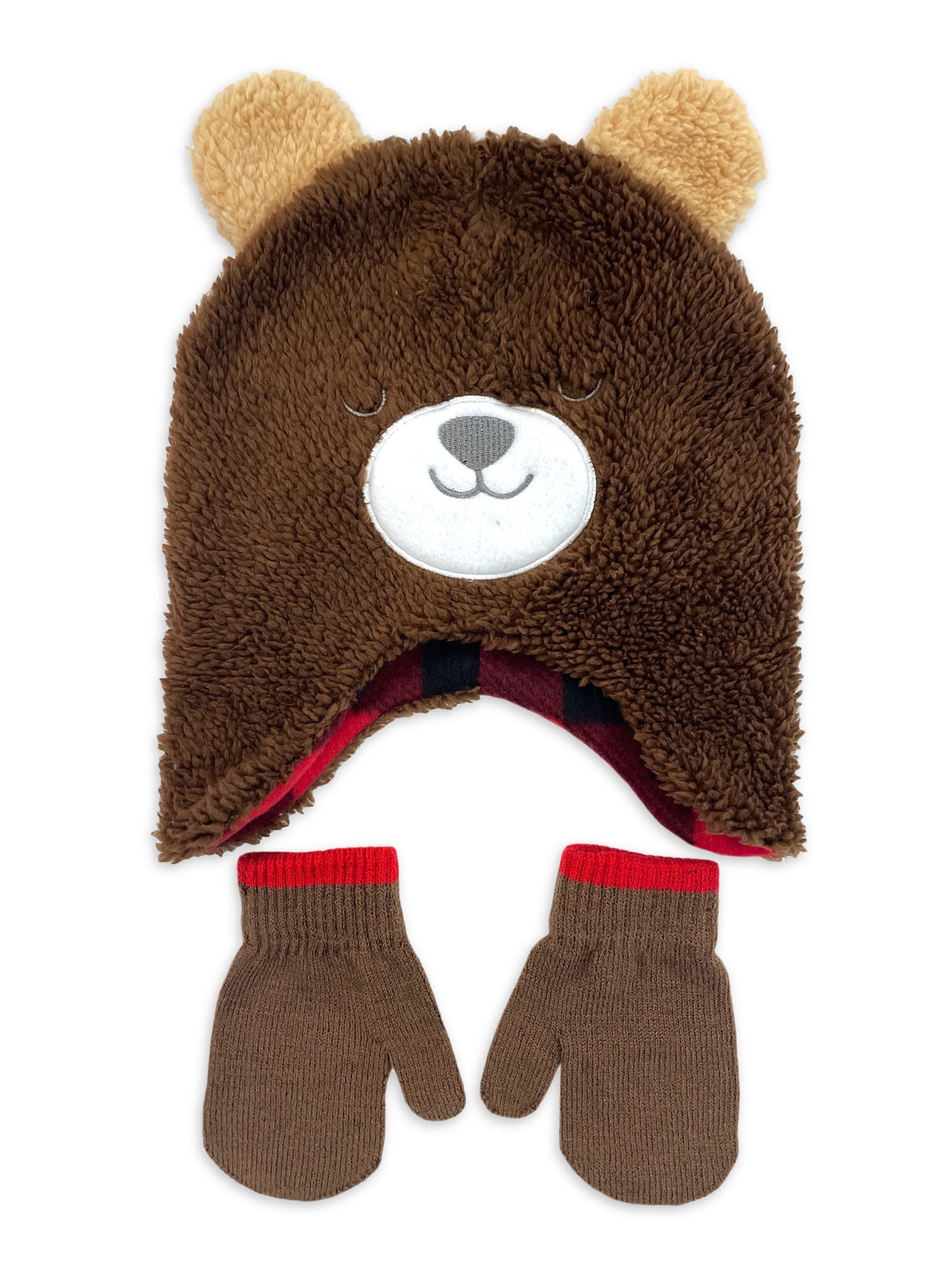 Addie & Tate Boys Critter Peruvian Hat and Mittens 2-Piece Set, One ...