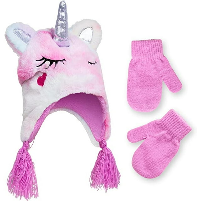 Addie & Tate Unicorn Toddler Winter Hat and Gloves Set for Boys & Girls ...