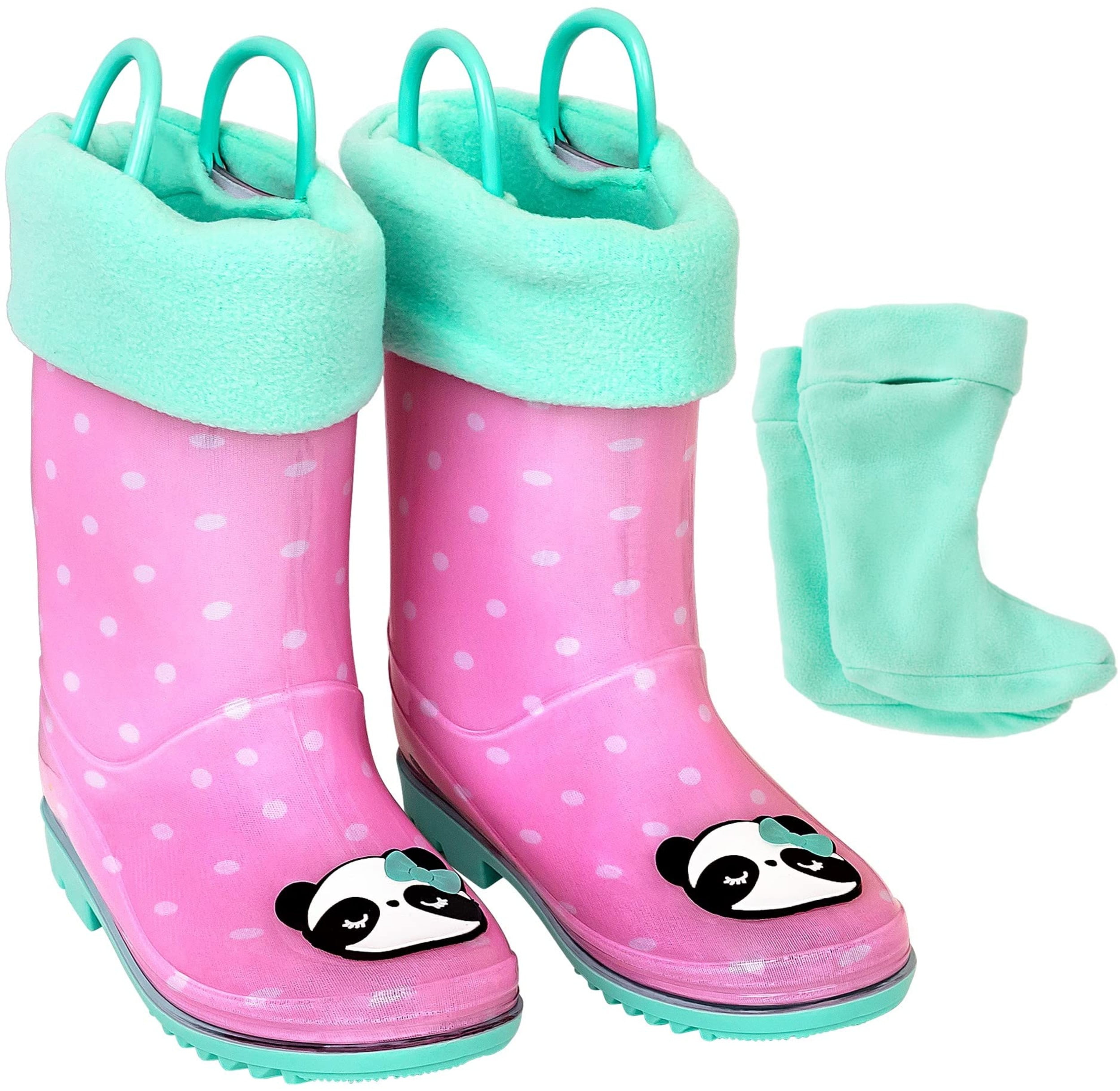 Addie & Tate Unisex Kids & Toddlers Rain Boots, Size 8T-12, Panda/Dots ...