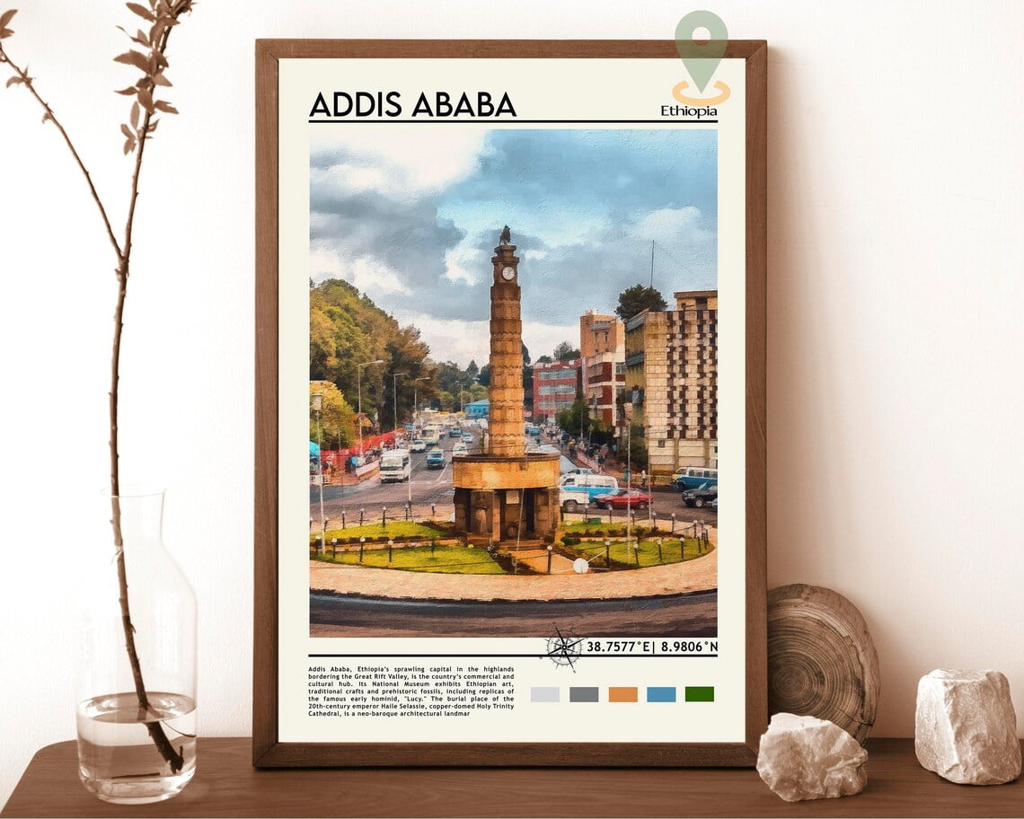 Addis Ababa Print, Addis Ababa Art, Addis Ababa Poster, Addis Ababa ...