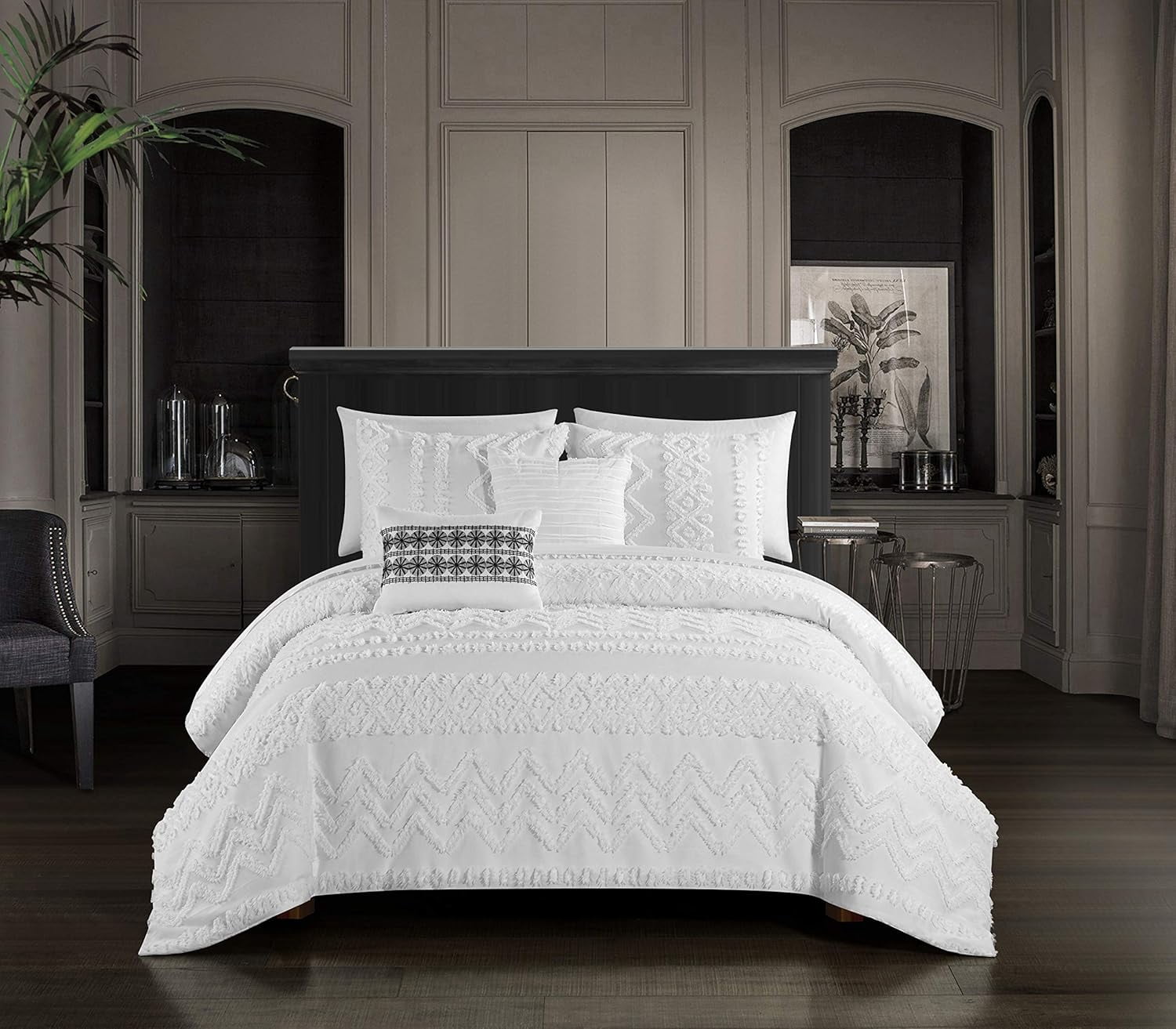 Addison 5 Piece Comforter Set Jacquard Chevron ometric Pattern Design ...