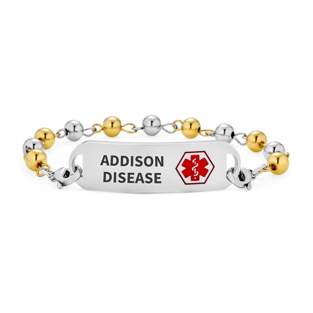 Addison Disease Medical Alert ID Bead Ball Chain Bracelet Pre Engraved ...