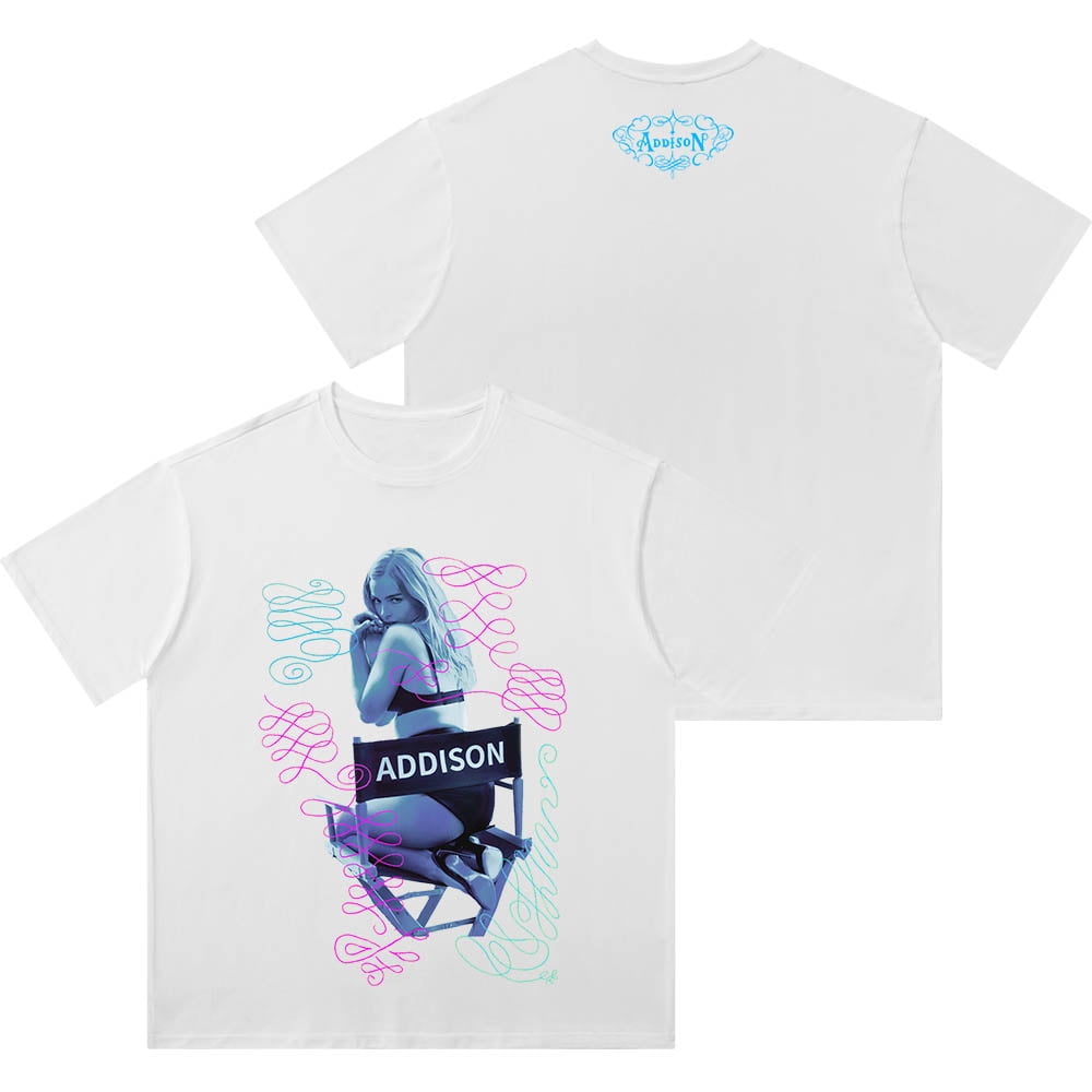 Addison Rae Album Cover Wash T-Shirts Cotton Short Sleeve Women Men ...