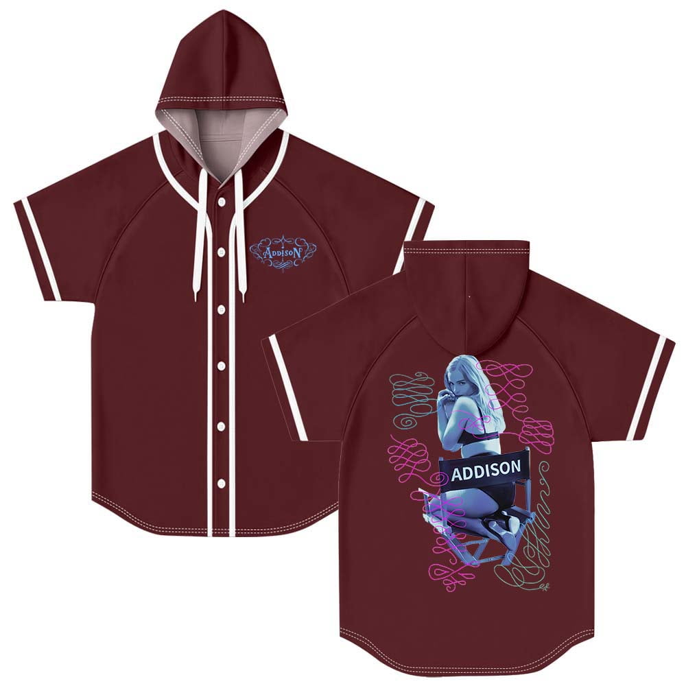 Addison Rae Album The Addison Tour 2025 Merch Hooded Baseball Jersey ...