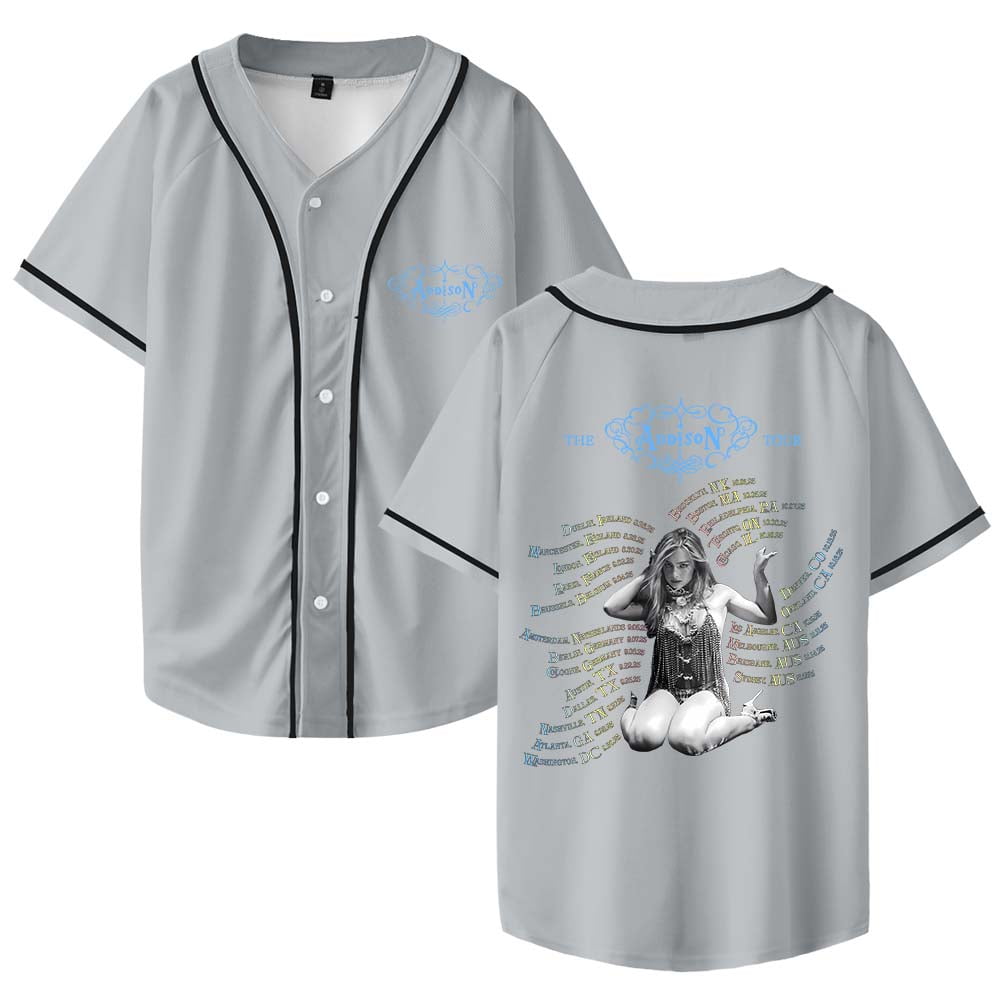 Addison Rae The Addison Tour 2025 Merch Baseball Jersey Shirt V-Neck ...