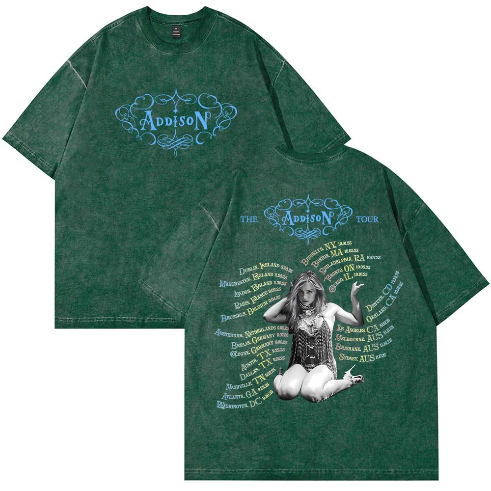 Addison Rae The Addison Tour 2025 Merch T-Shirt Cotton Wash Tee Women ...