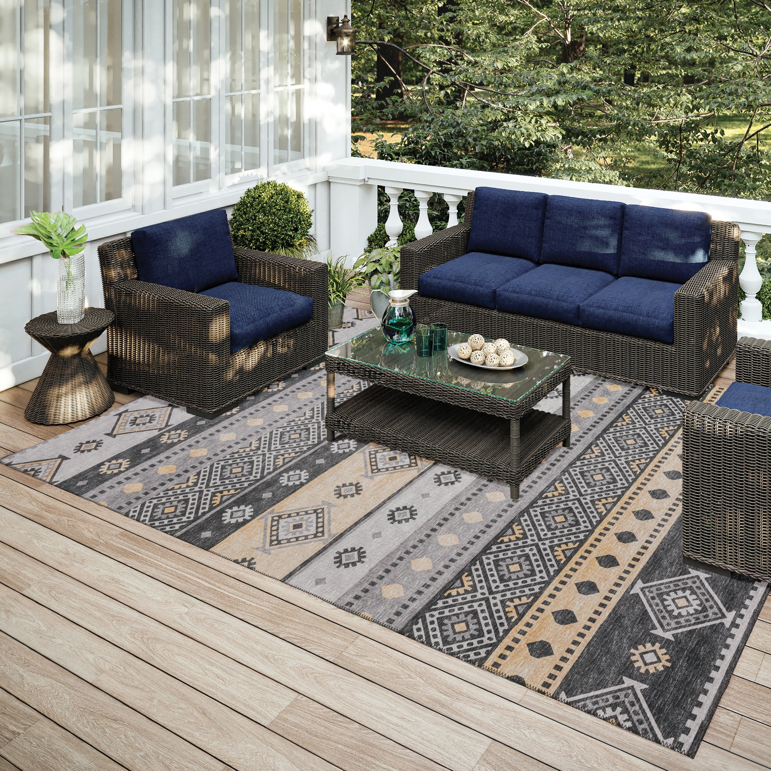 Addison Rugs Addison Indoor/ Outdoor Yuma Southwest Boho Washable Rug 5 ...