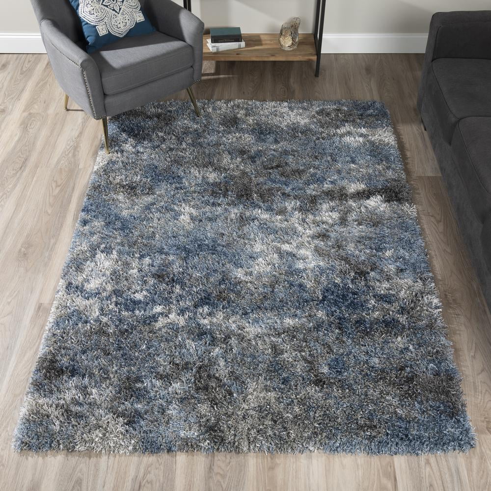 Addison Rugs Borealis Blue Pewter Plush Abstract Shag Area Rug - 5'3"X7 ...