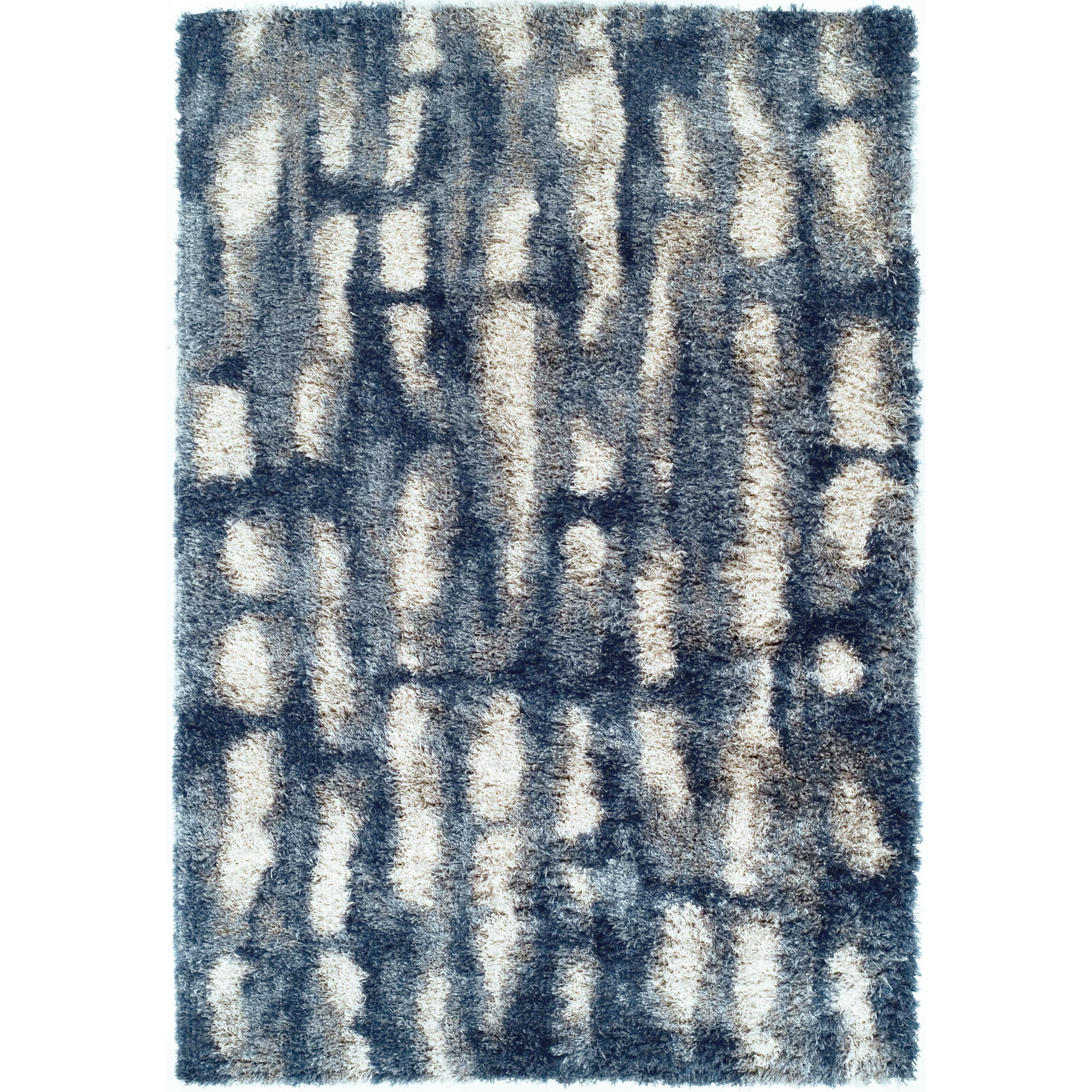 Addison Rugs Borealis Blue/White Plush Abstract Shag Area Rug (5'3 x 7 ...