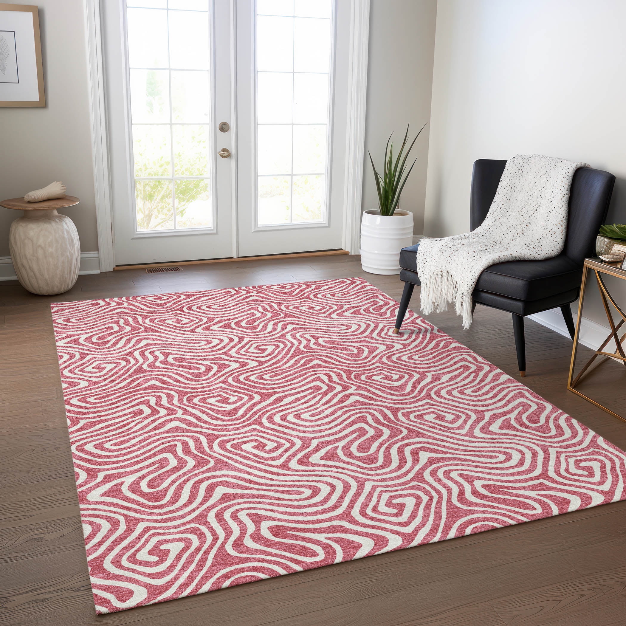 Addison Rugs Chantille Indoor/Outdoor Transitional Swirls Blush ...