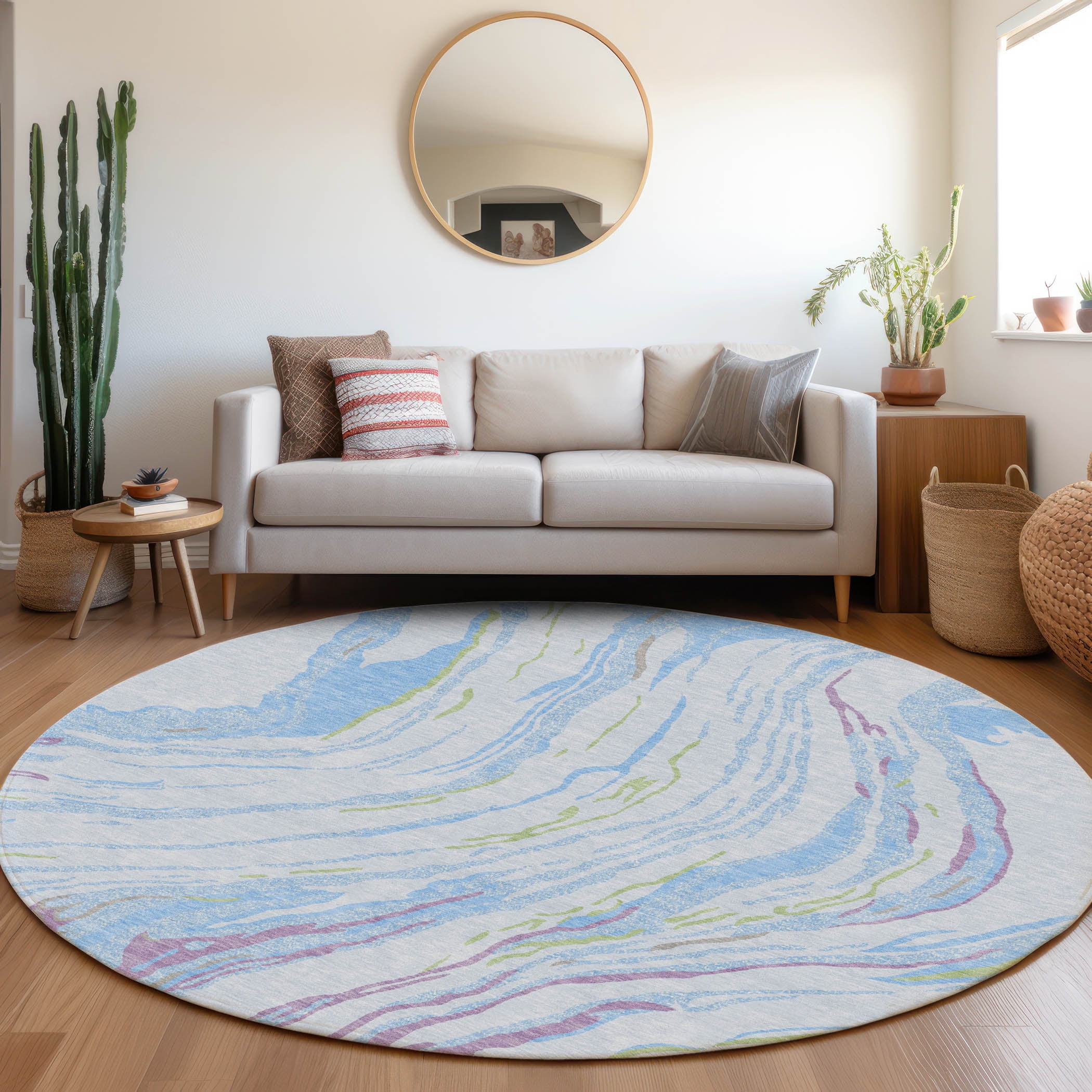 Addison Rugs Chantille Indoor/Outdoor Transitional Swirls Sky Washable ...