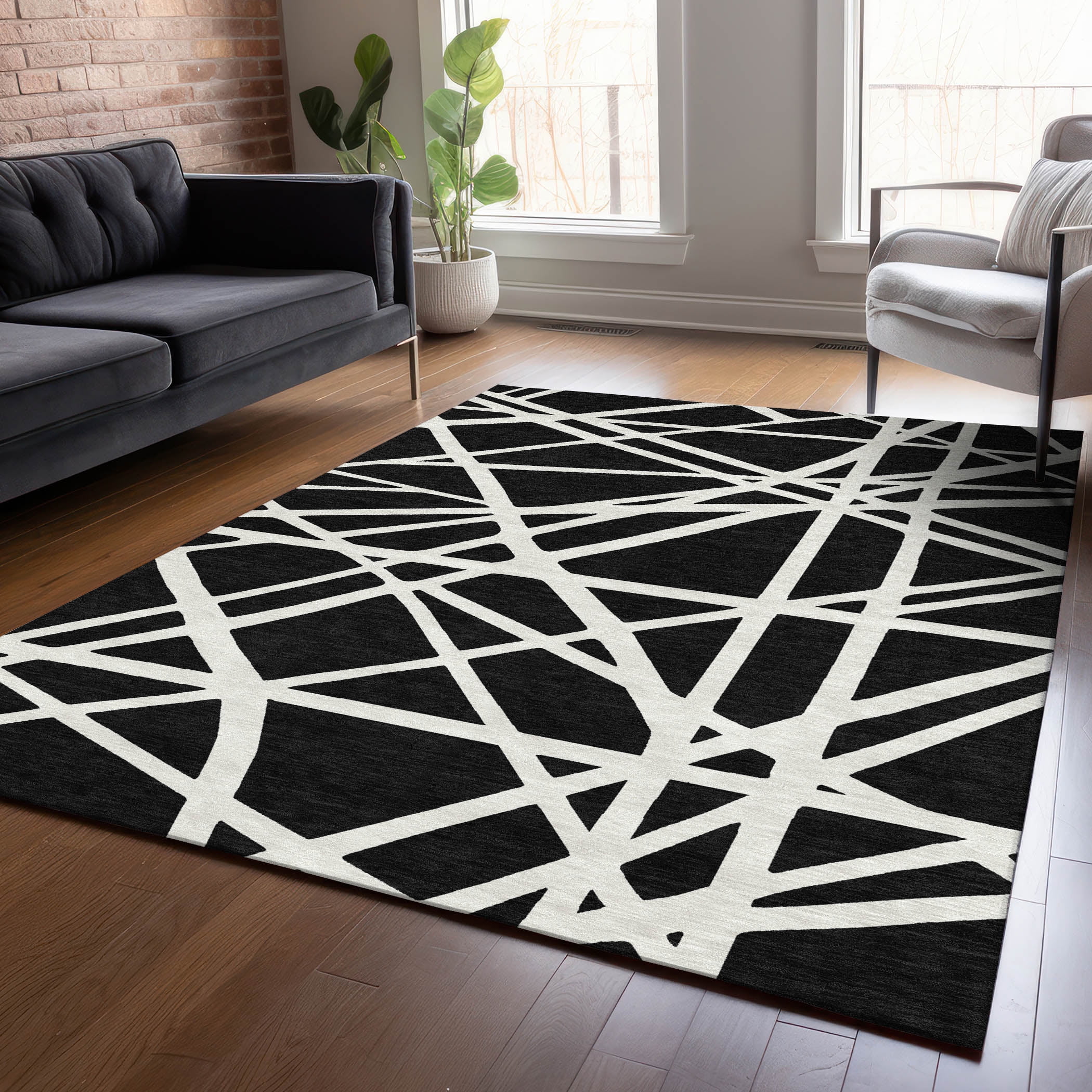 Addison Rugs Chantille Indoor/Outdoor Transitional Geometric Black ...