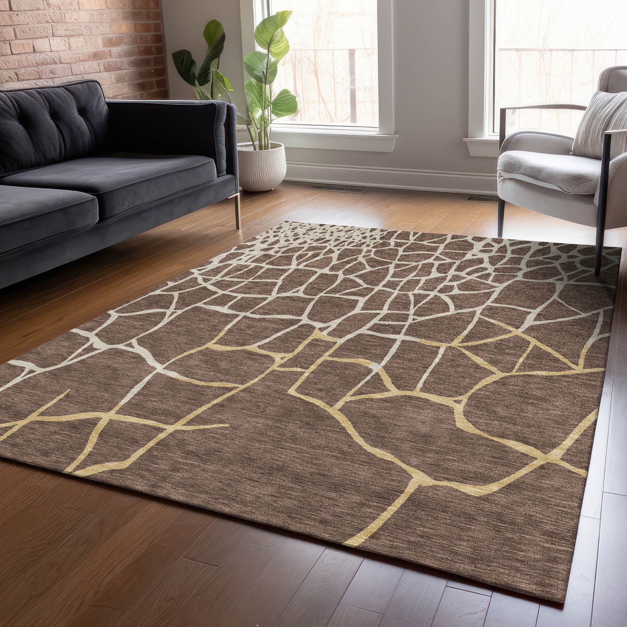 Addison Rugs Chantille Indoor/Outdoor Transitional Squares Brown ...