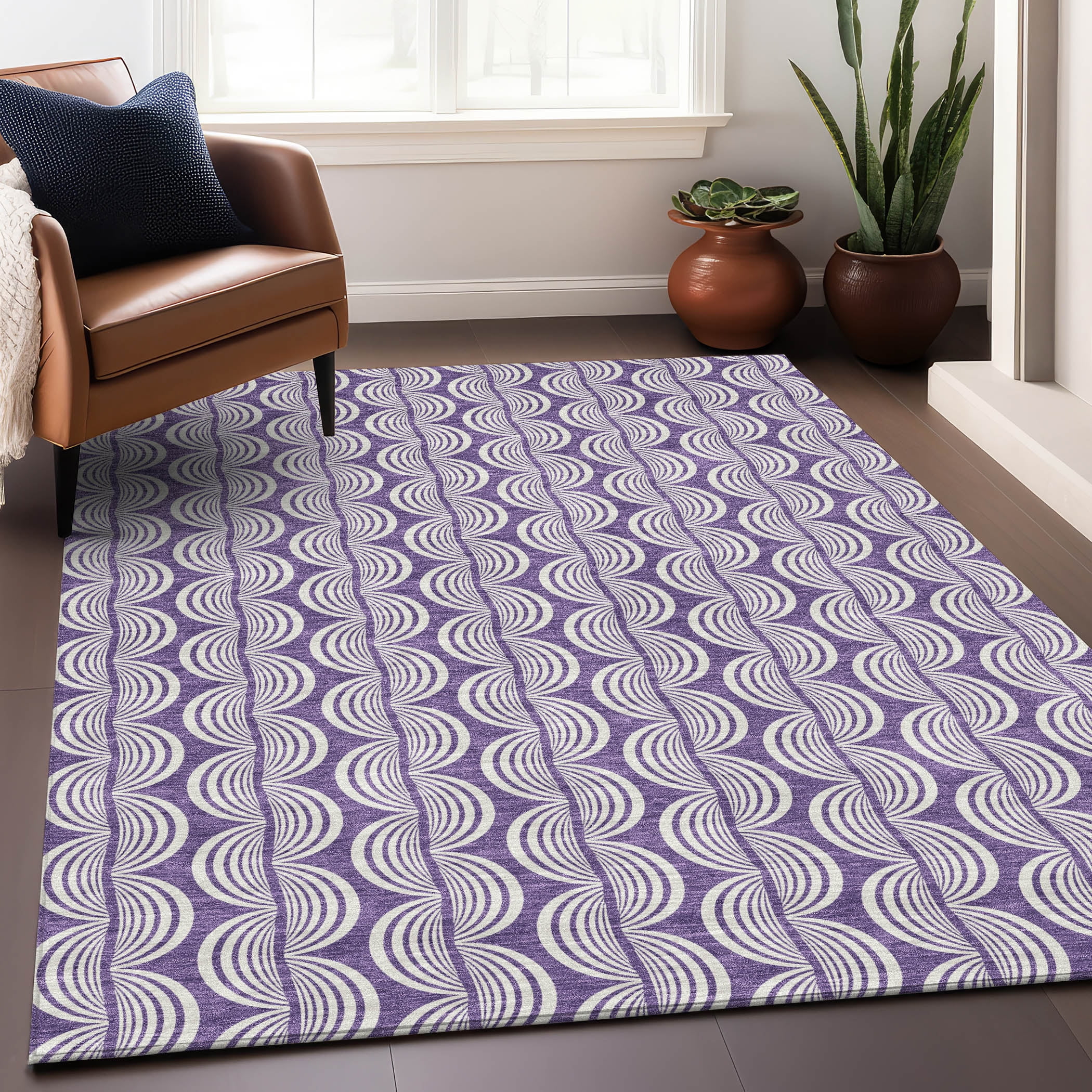 Addison Rugs Chantille Indoor/Outdoor Transitional Swirls Purple ...