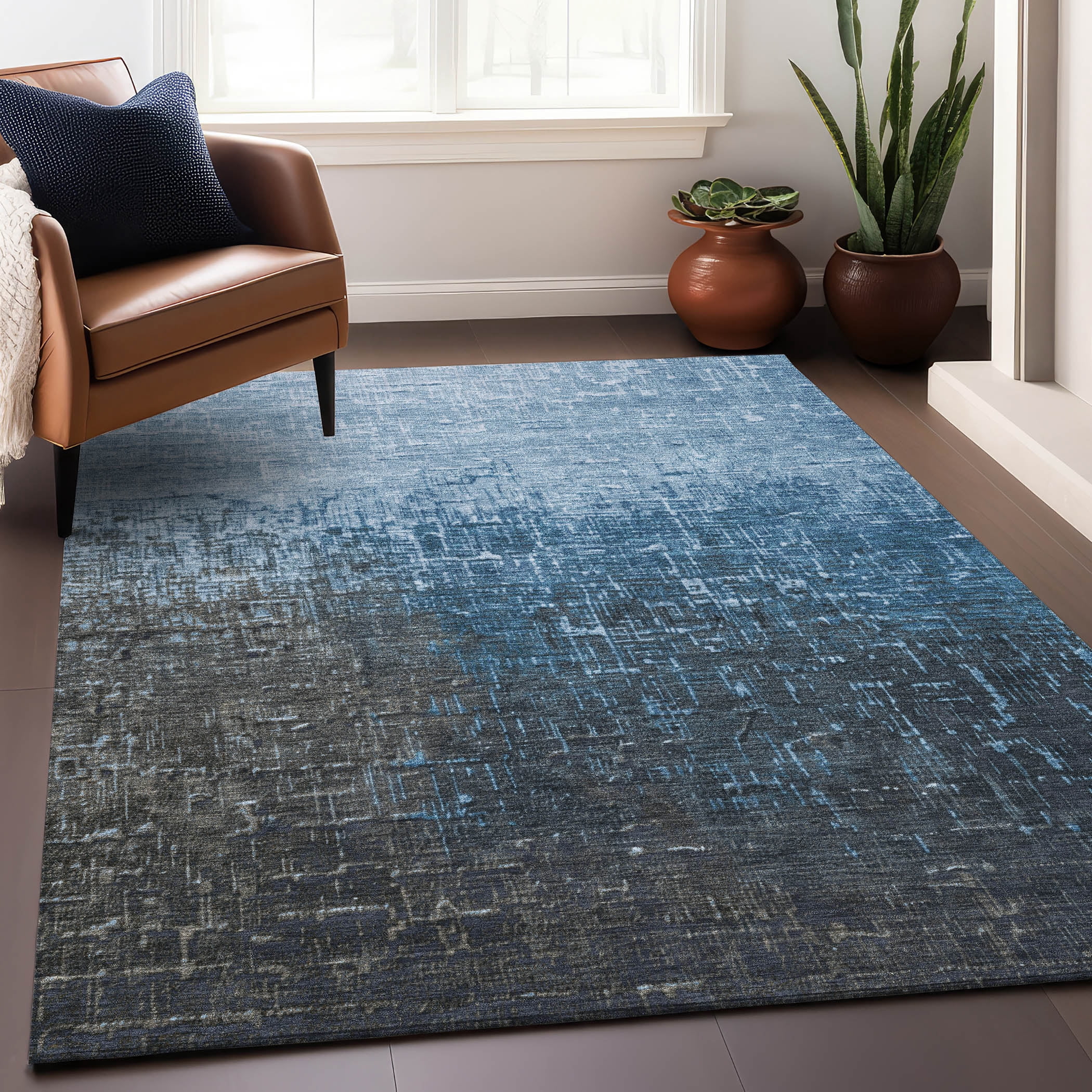 Addison Rugs Chantille Indoor/Outdoor Transitional Ombre Blue Washable ...