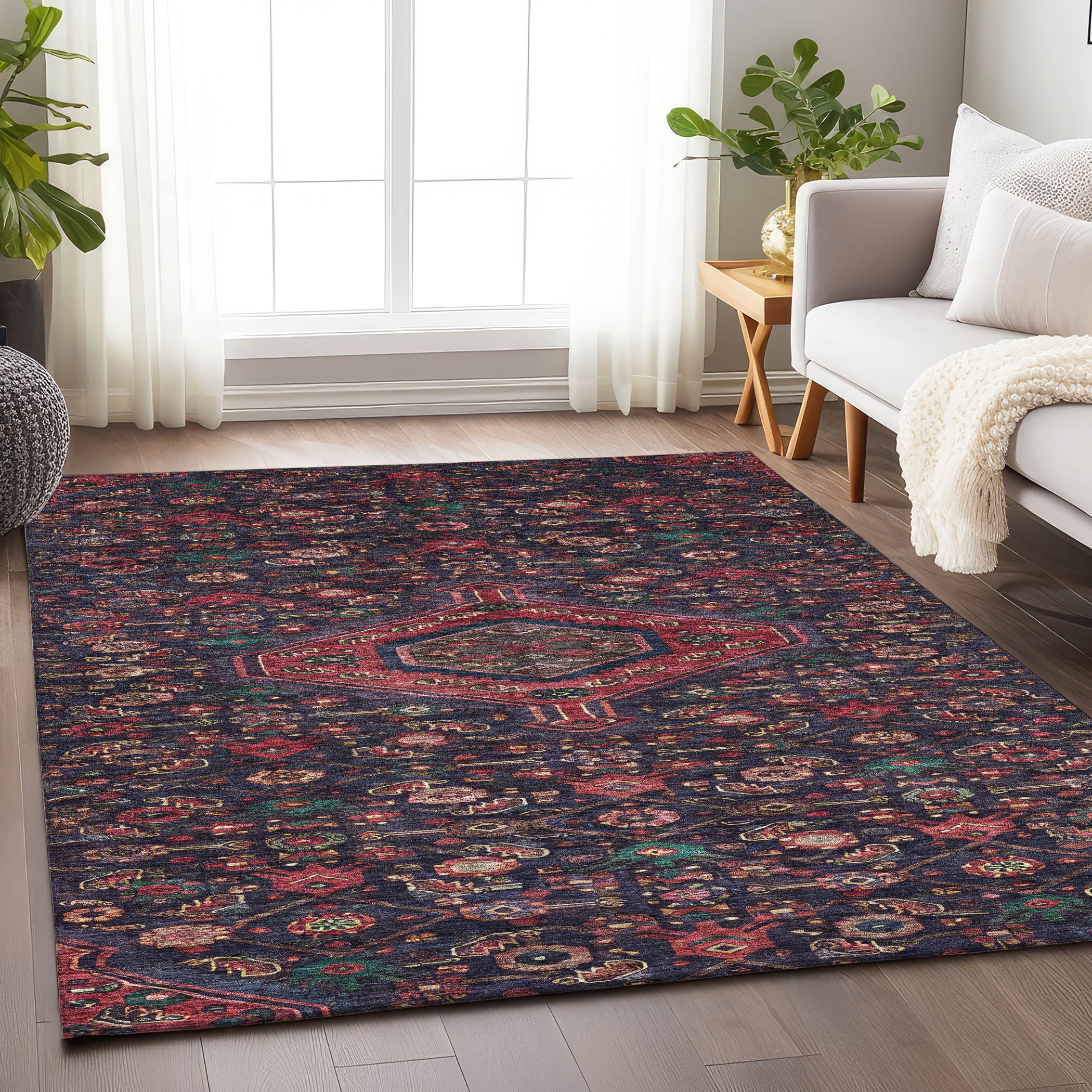 Addison Rugs Chantille Indoor/Outdoor Traditional Medallion Navy ...