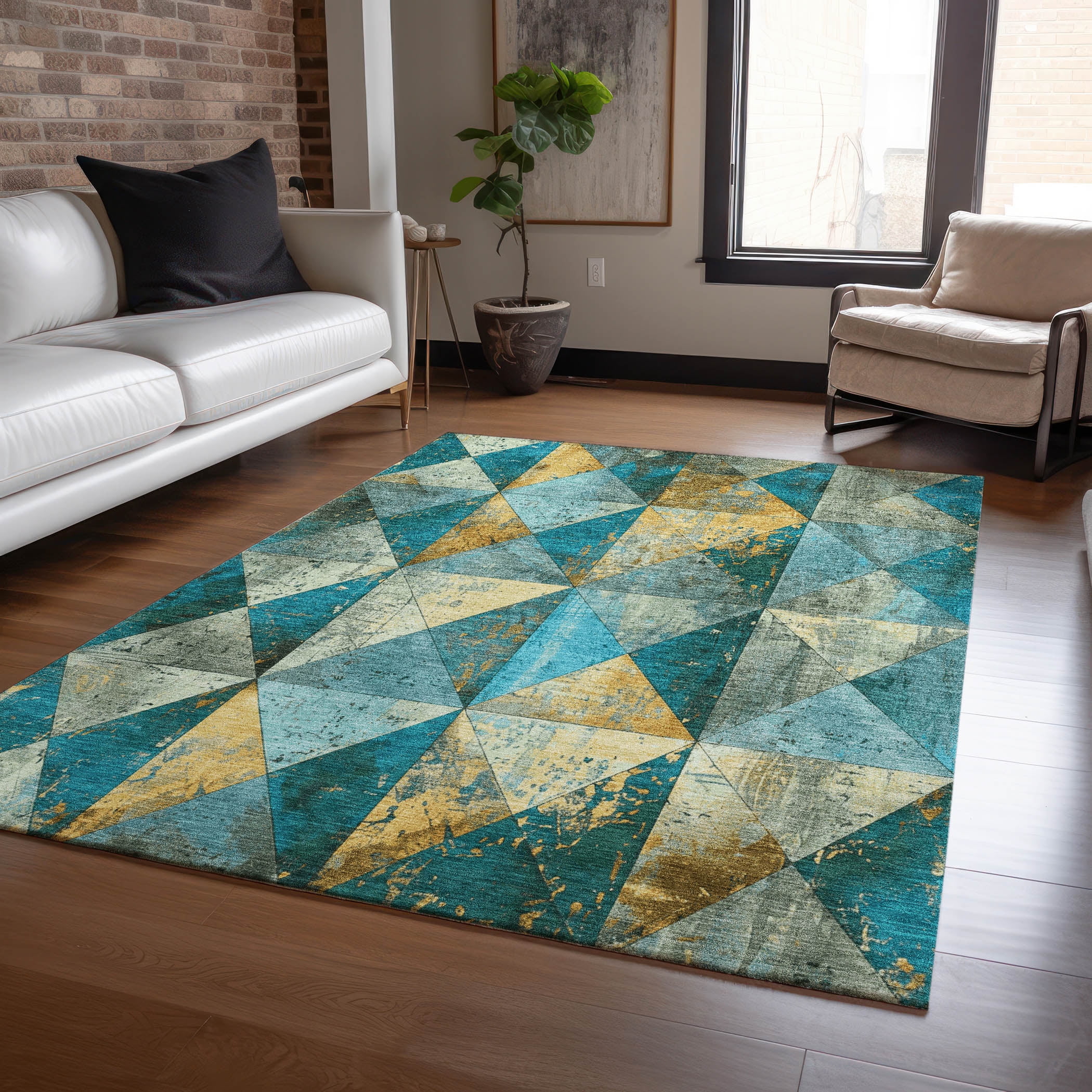 Addison Rugs Chantille Indoor/Outdoor Transitional Geometric Teal ...