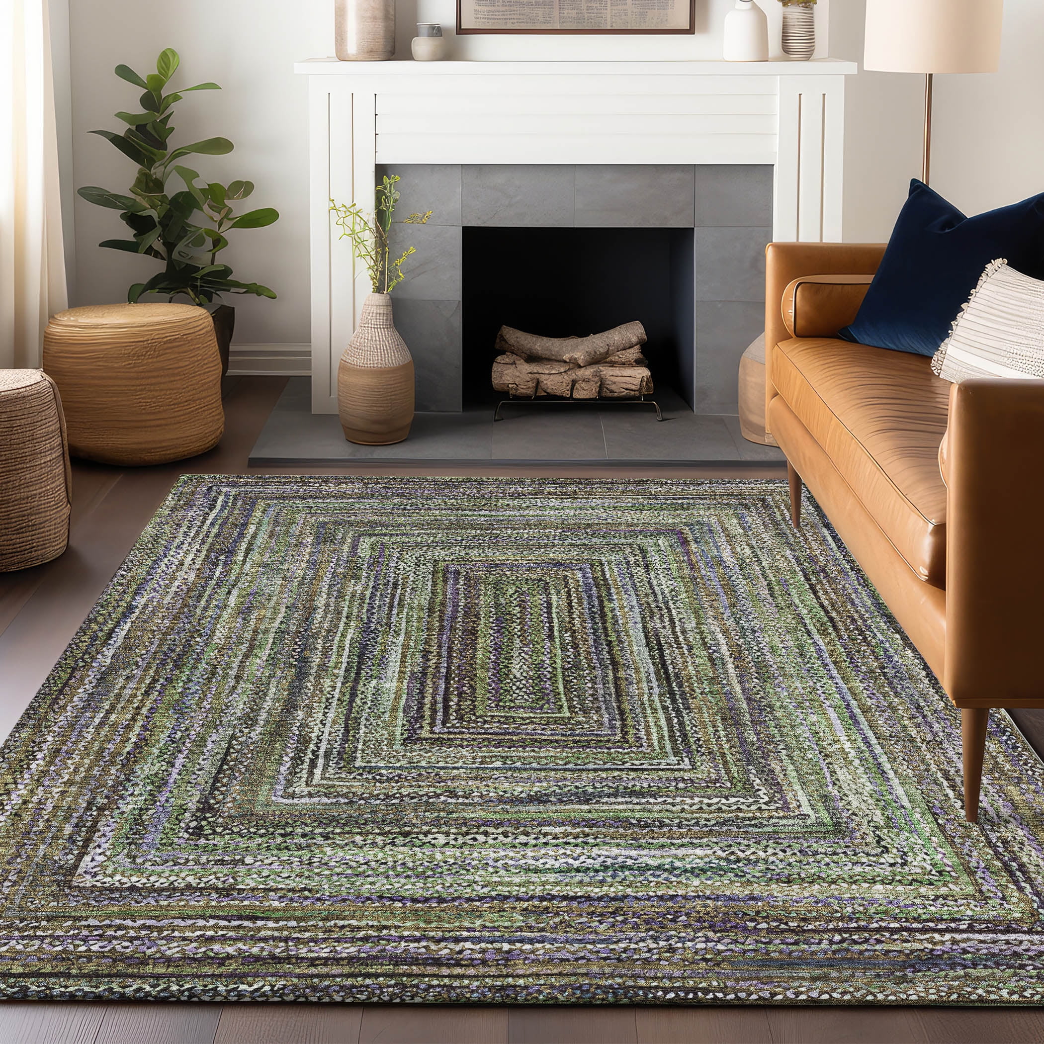 Addison Rugs Chantille ACN1725 Olive 5' x 7'6" Indoor/Outdoor, Machine ...