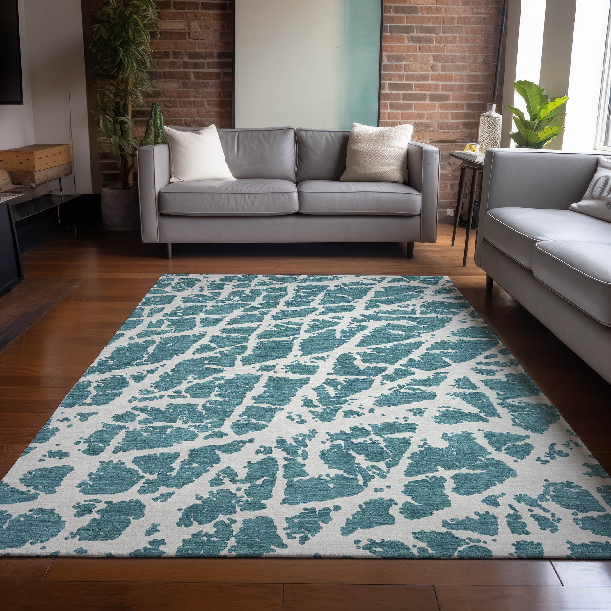 Addison Rugs Chantille Indoor/Outdoor Transitional Organic Teal ...