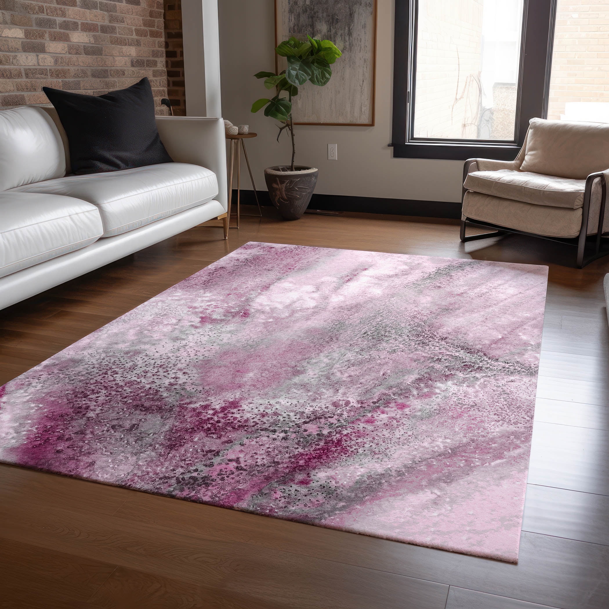 Addison Rugs Chantille Indoor/Outdoor Contemporary Watercolors Pink ...