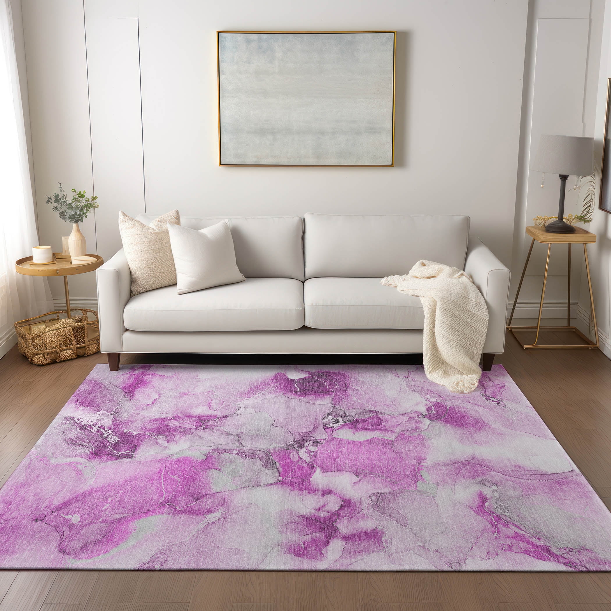 Addison Rugs Chantille Indoor/Outdoor Transitional Watercolors Pink ...