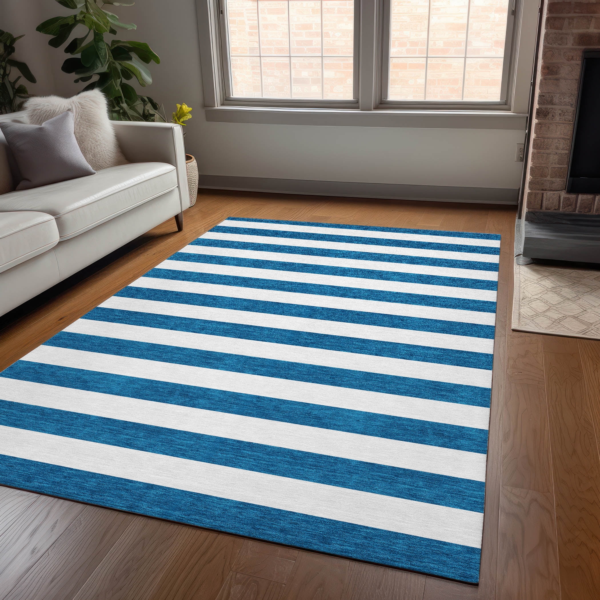 Addison Rugs Chantille Indoor/Outdoor Transitional Stripes Navy ...