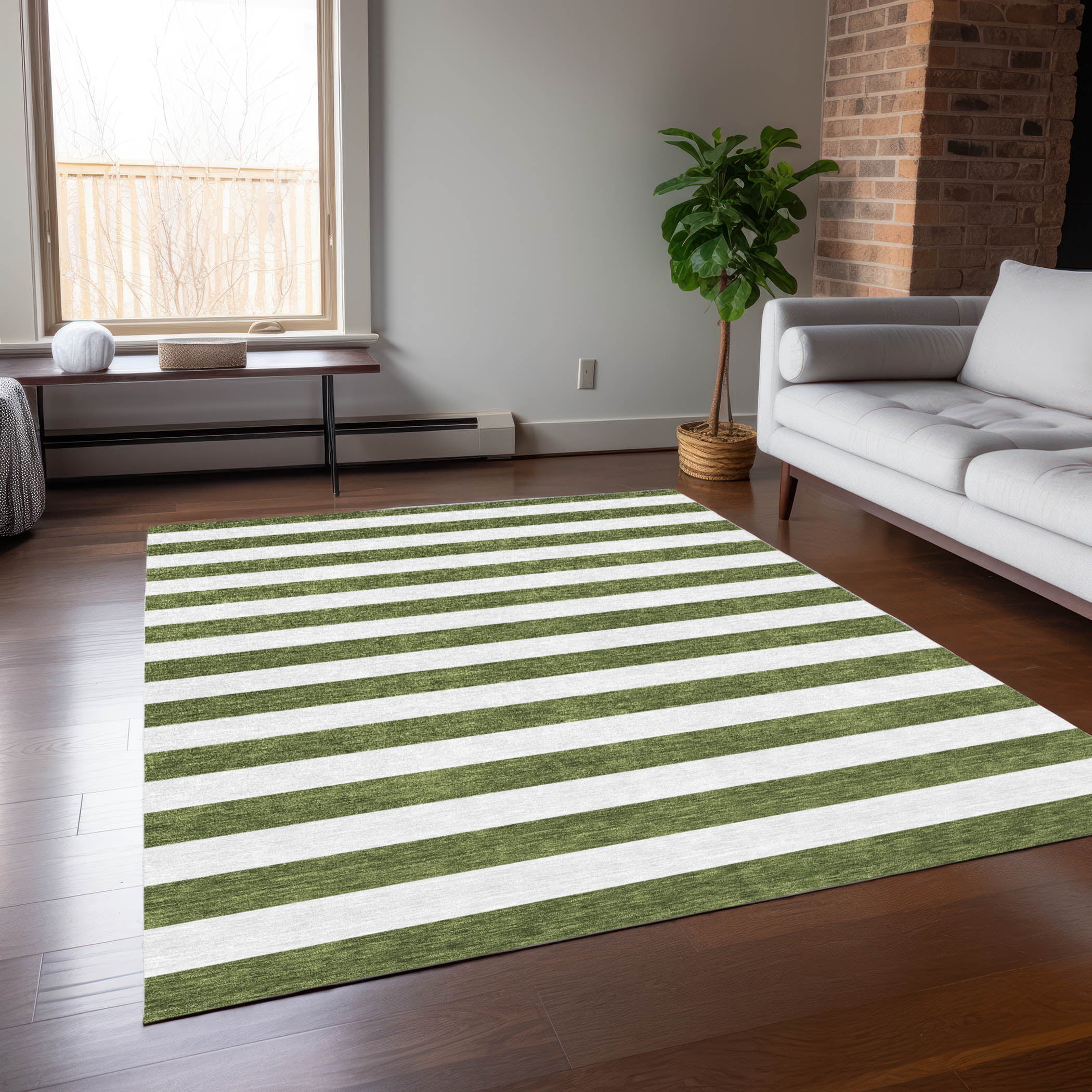 Addison Rugs Chantille Indoor/Outdoor Transitional Stripes Olive ...