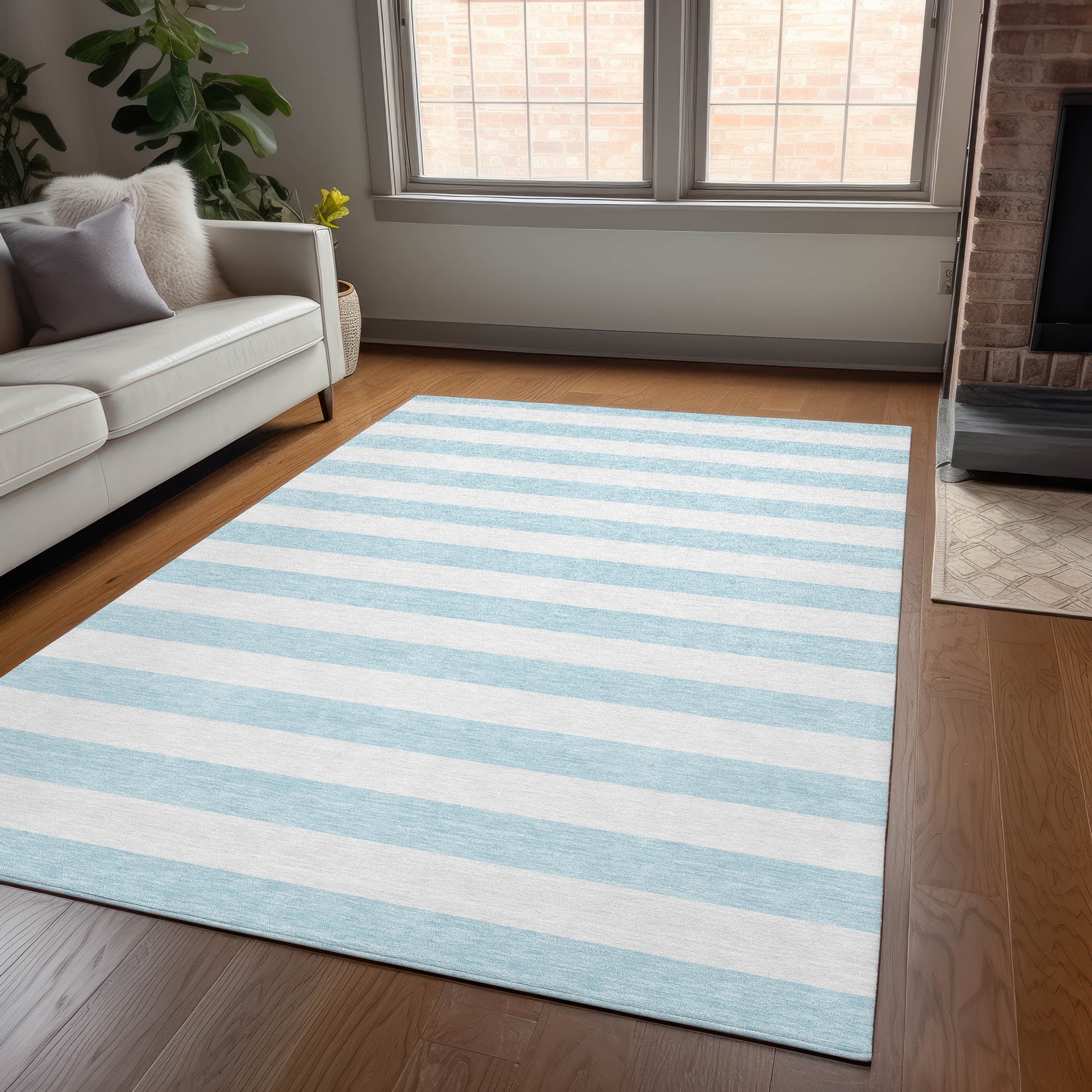 Addison Rugs Chantille Indoor/Outdoor Transitional Stripes Sky Washable ...