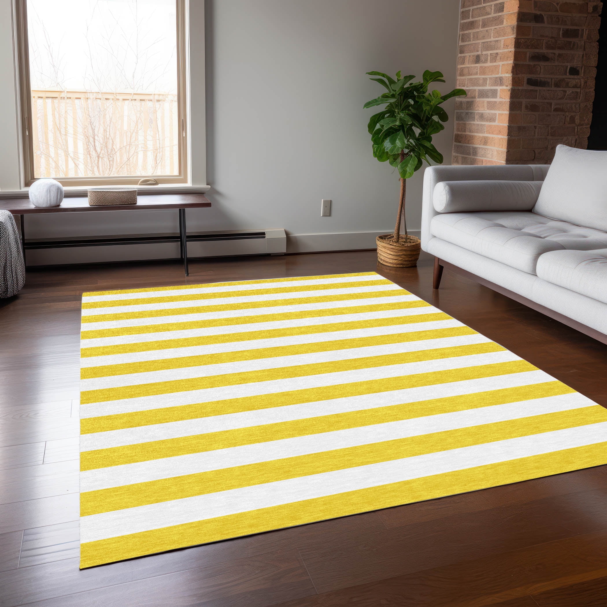 Addison Rugs Chantille Indoor/Outdoor Transitional Stripes Yellow ...