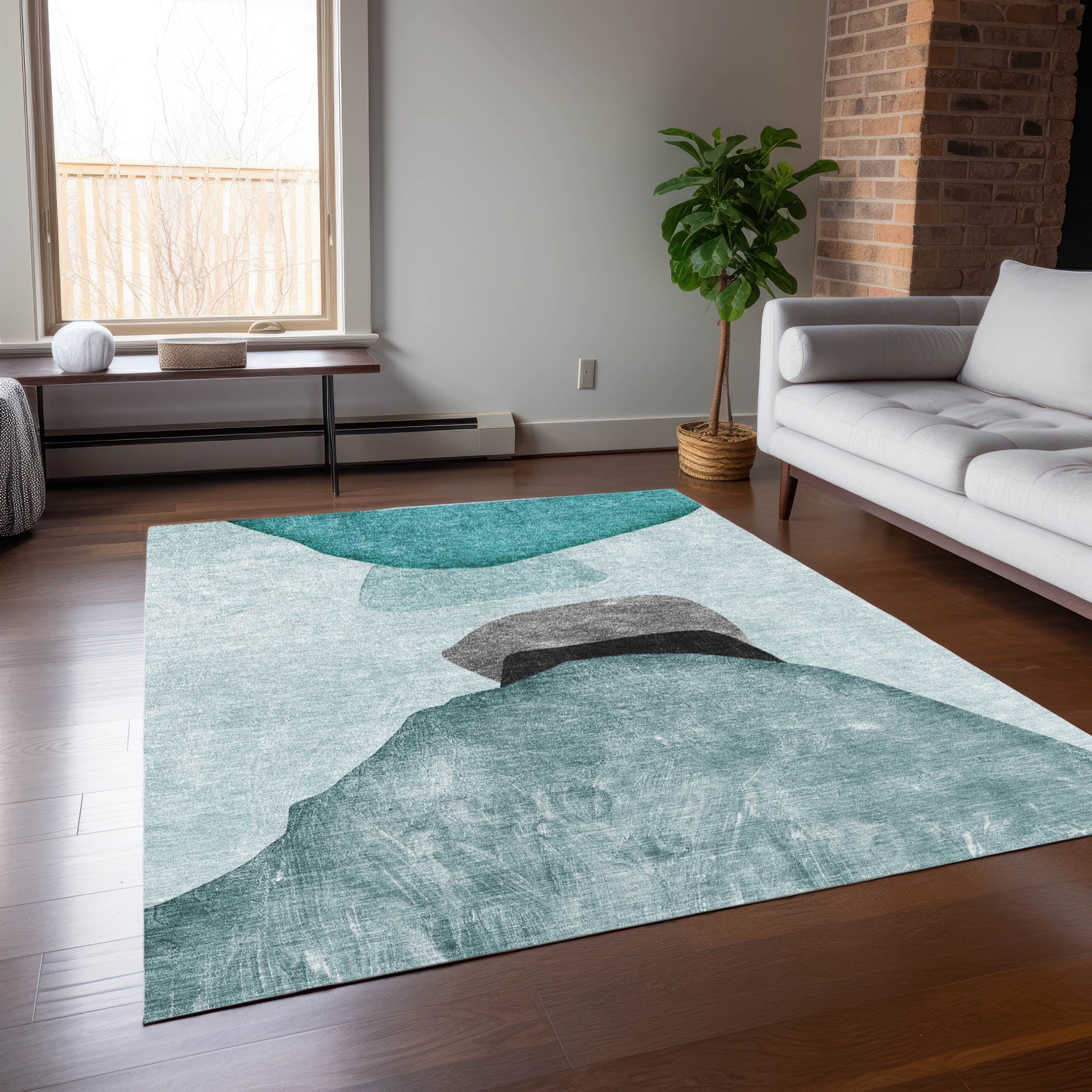 Addison Rugs Chantille Indoor/Outdoor Transitional Organic Teal ...