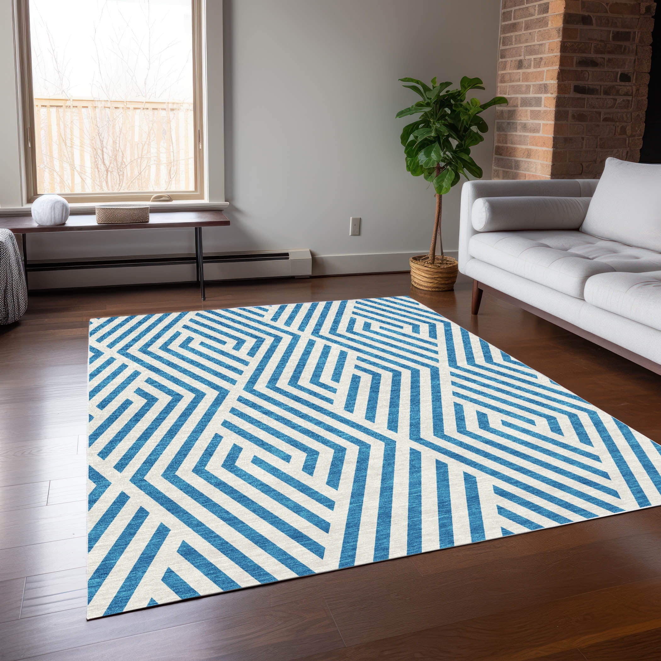 Addison Rugs Chantille Indoor/Outdoor Transitional Geometric Teal ...