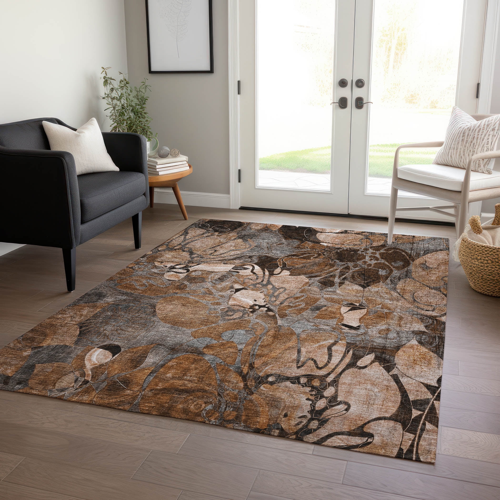 Addison Rugs Chantille Indoor/Outdoor Transitional Floral Paprika ...