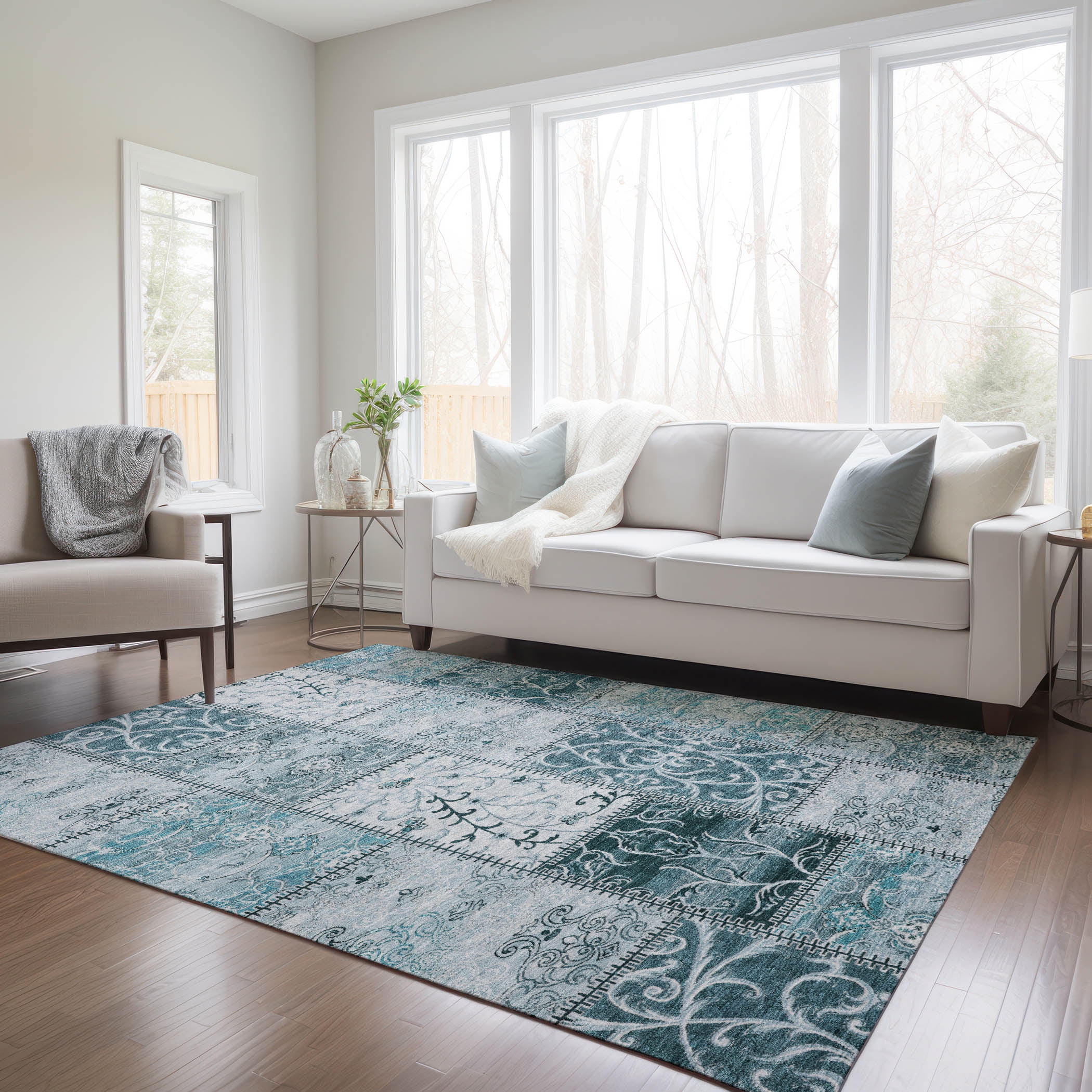 Addison Rugs Chantille Indoor/Outdoor Transitional Panel Teal Washable ...