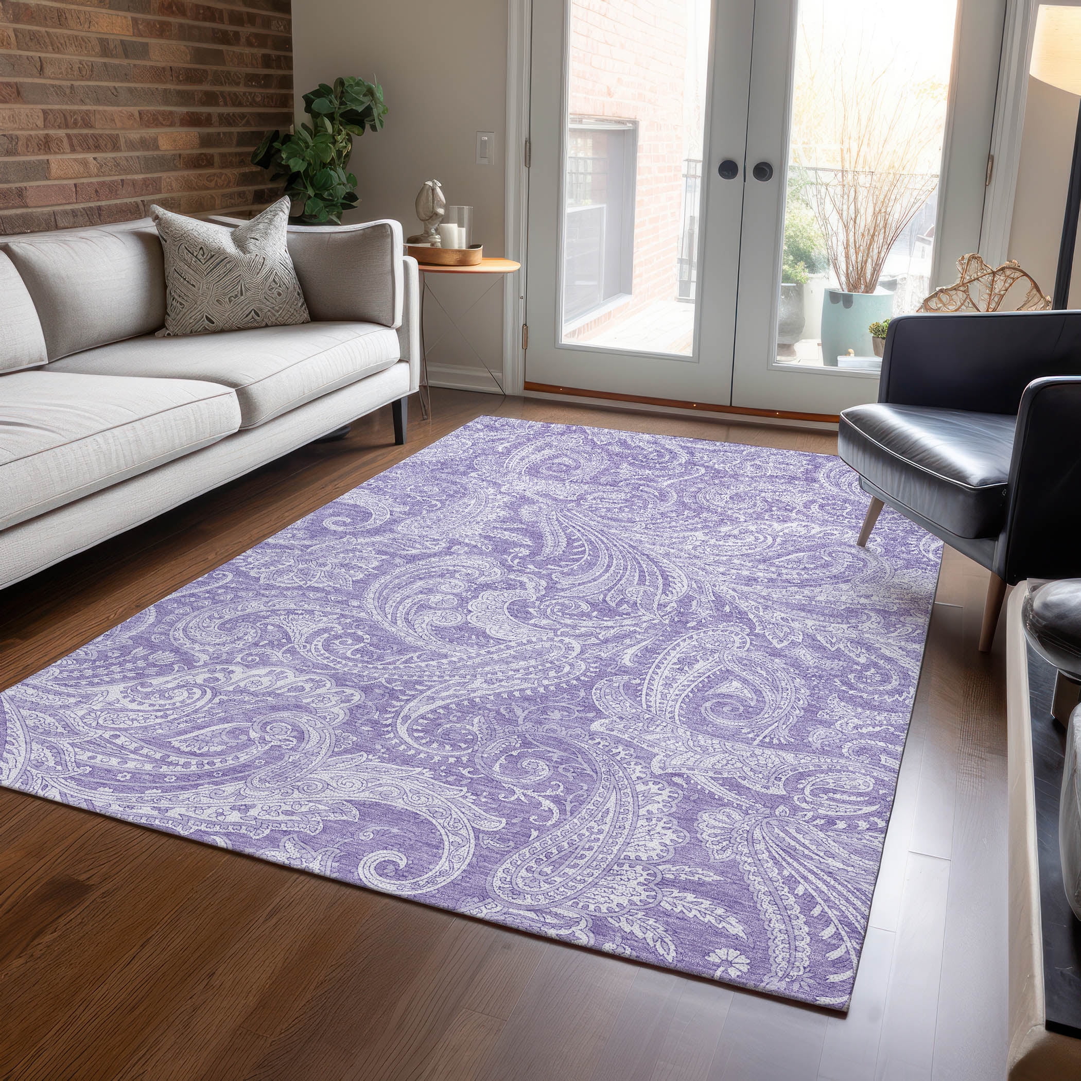 Addison Rugs Chantille Indoor/Outdoor Transitional Paisley Lavender ...