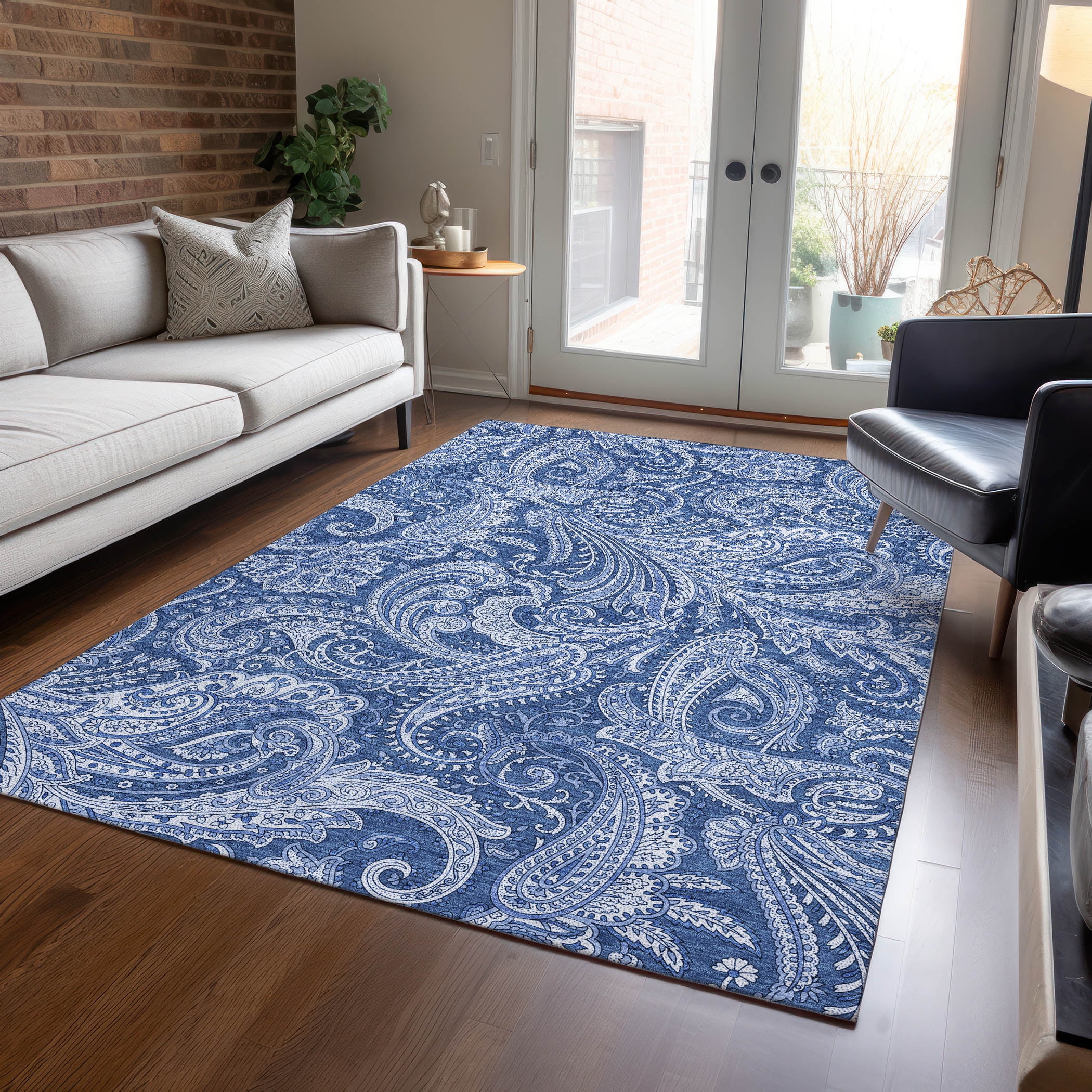 Addison Rugs Chantille Indoor/Outdoor Transitional Paisley Navy ...